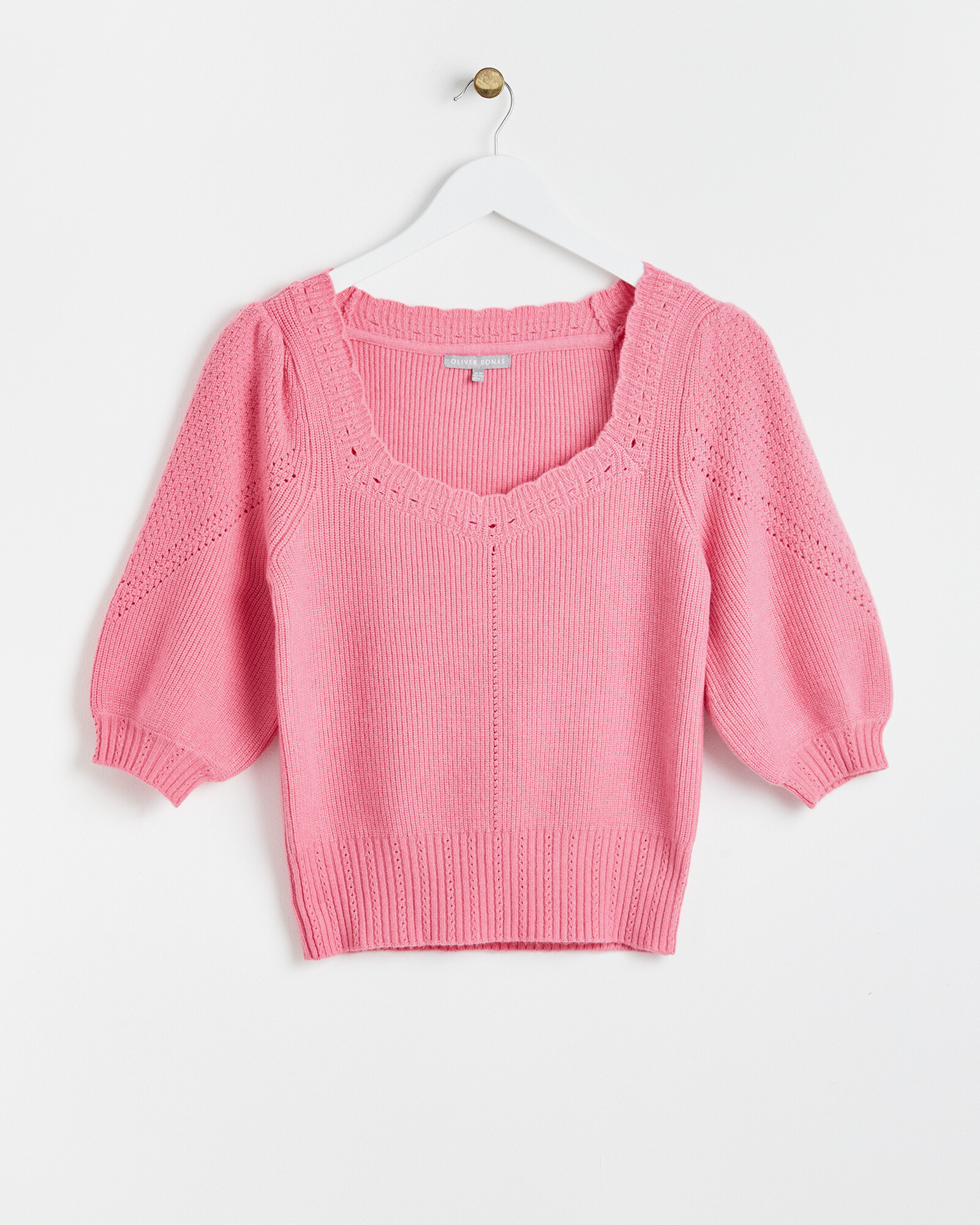 Scalloped Pink Knitted Top | Oliver Bonas