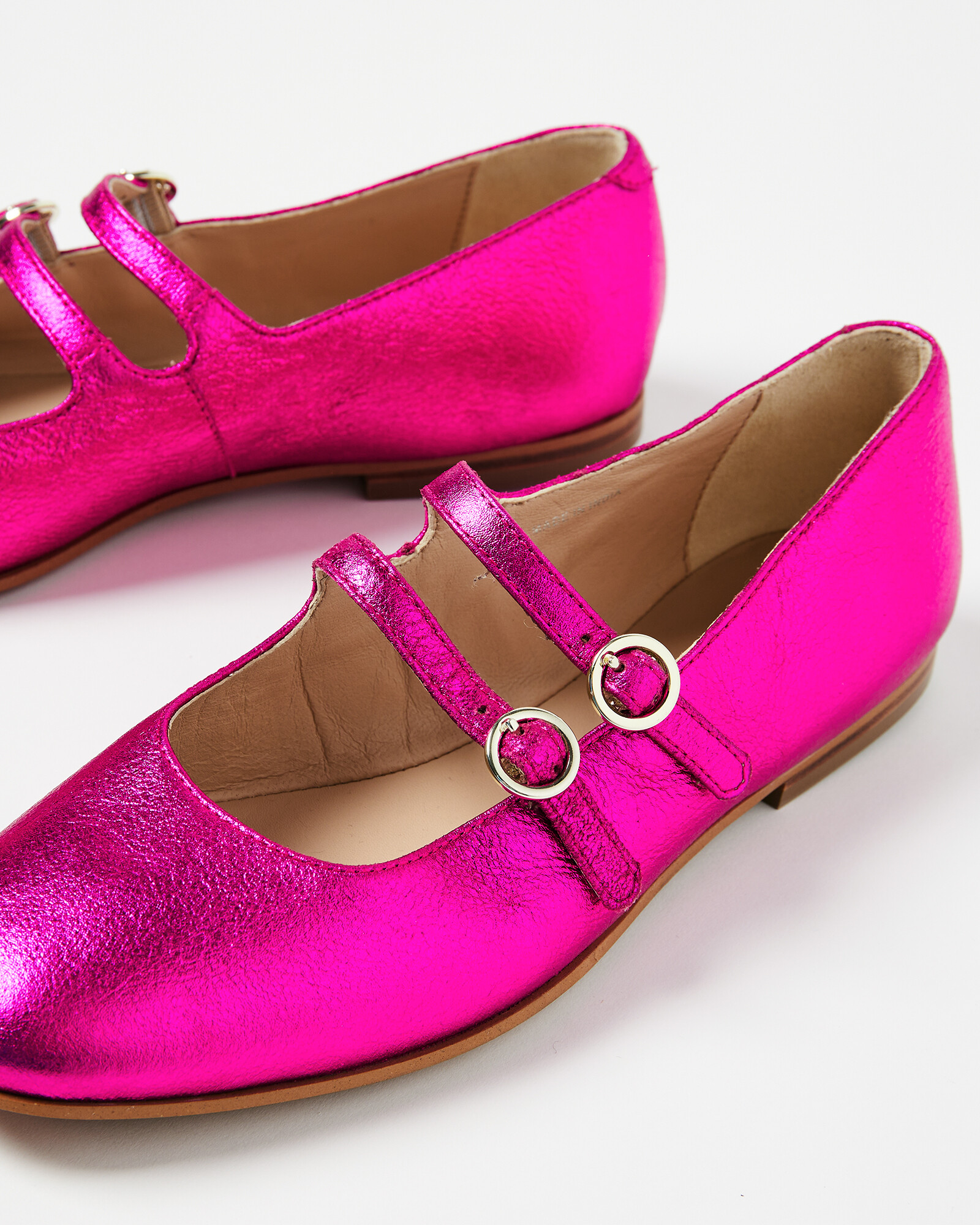 Mary Jane Double Buckle Pink Leather Shoes | Oliver Bonas