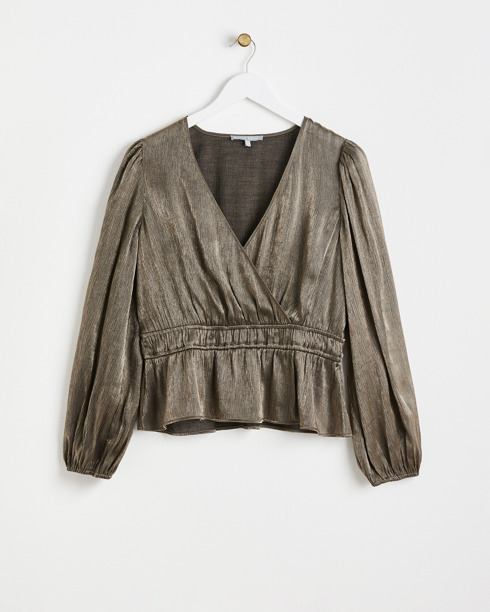 Crinkle Metallic Gold Blouse | Oliver Bonas