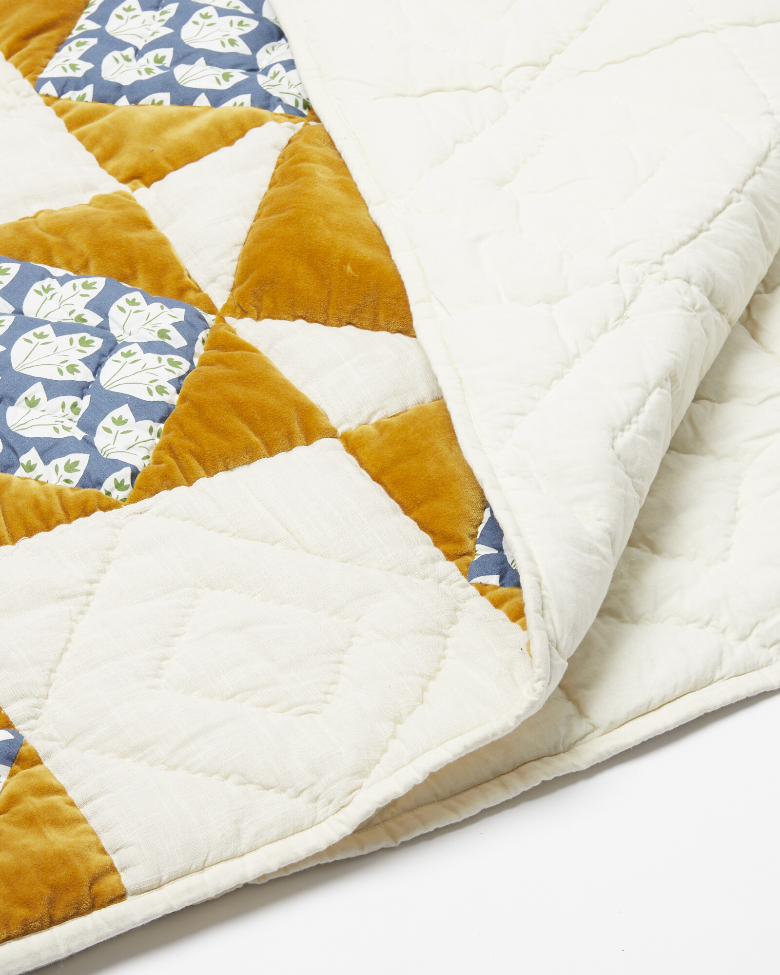 Eva Mustard Yellow Cotton Patchwork Bedspread | Oliver Bonas