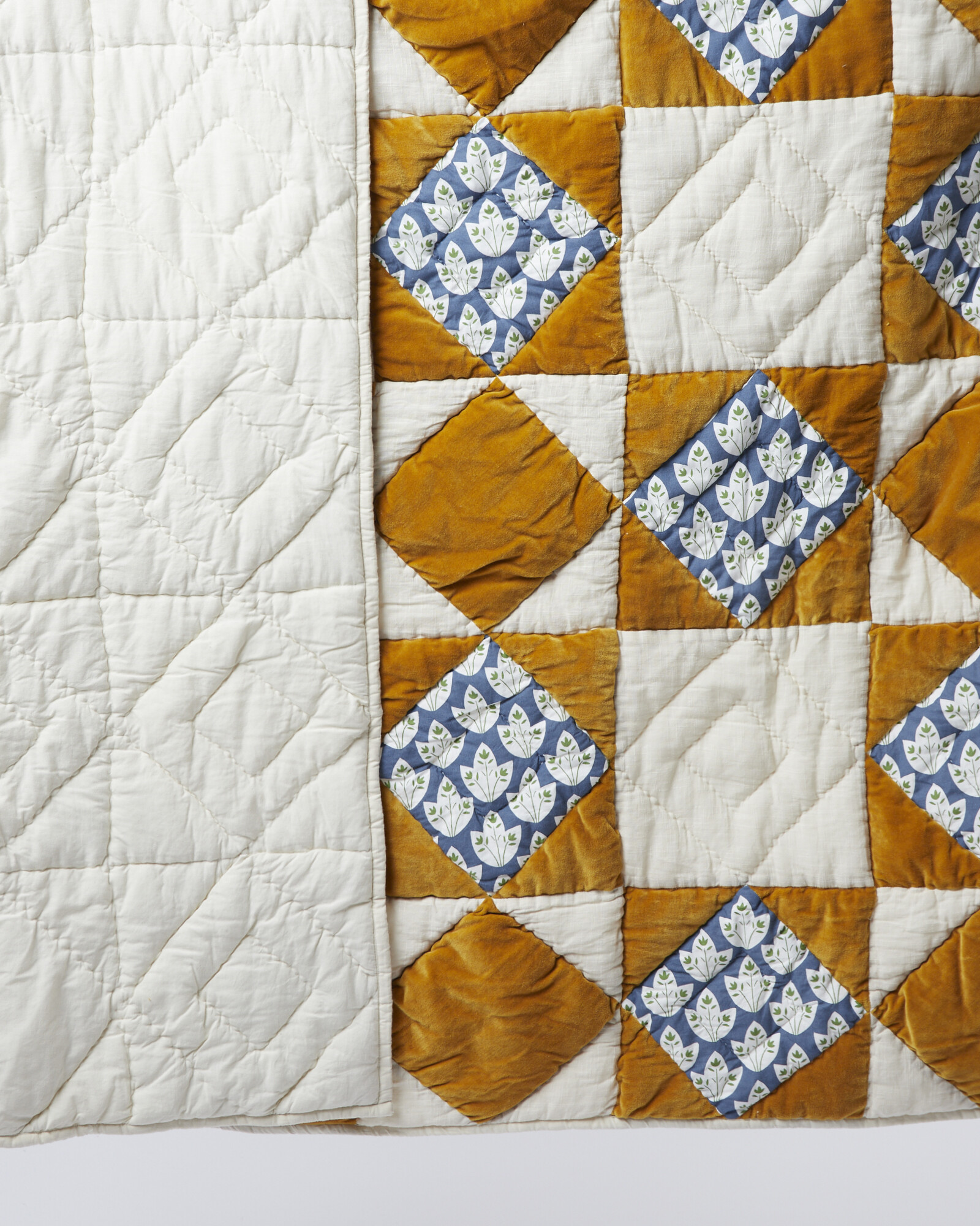 Eva Mustard Yellow Cotton Patchwork Bedspread | Oliver Bonas