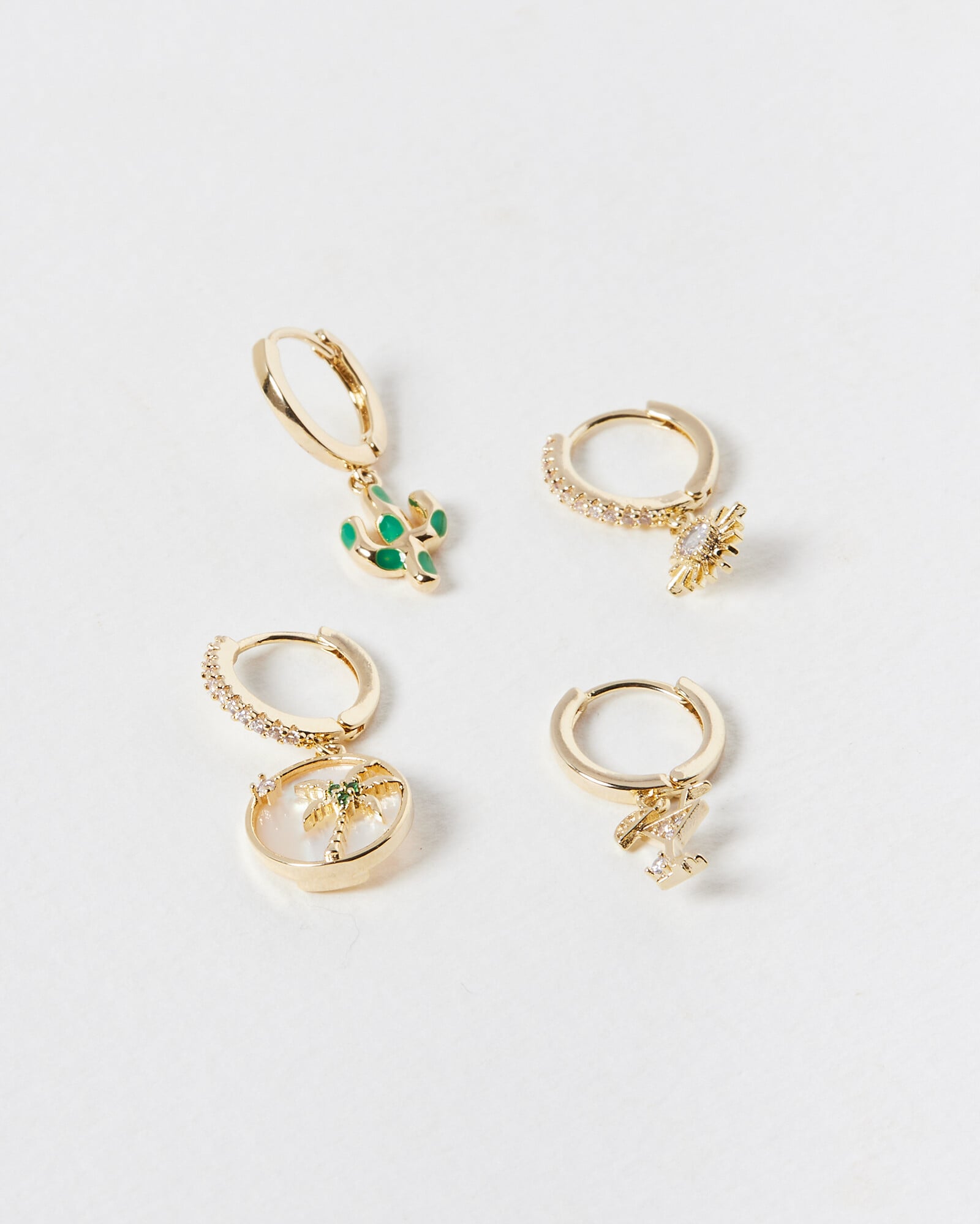 Summer Party Mismatch Gold Tone Hoop Earring Set | Oliver Bonas