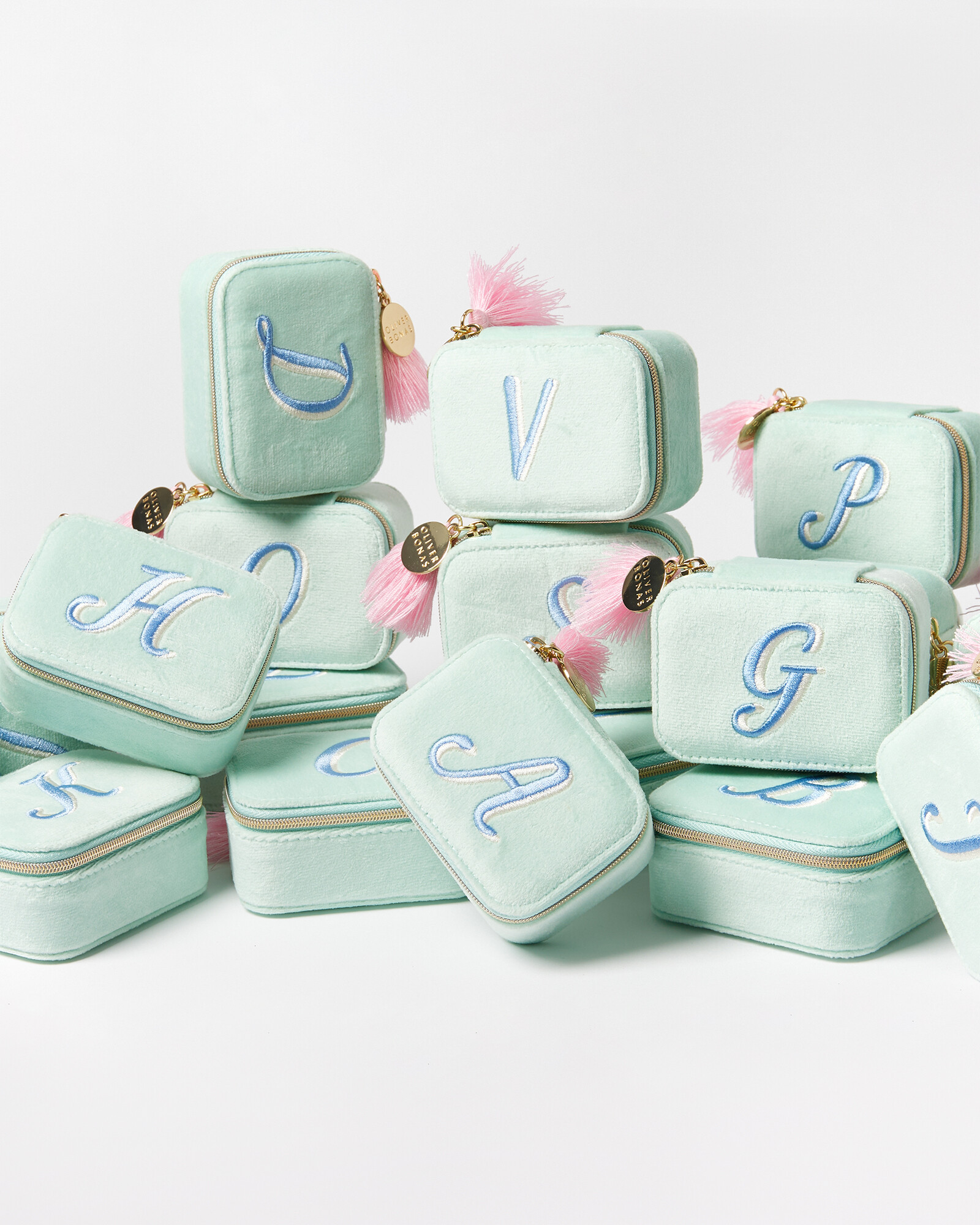 Astrid Alphabet Green Initial Travel Jewellery Box | Oliver Bonas