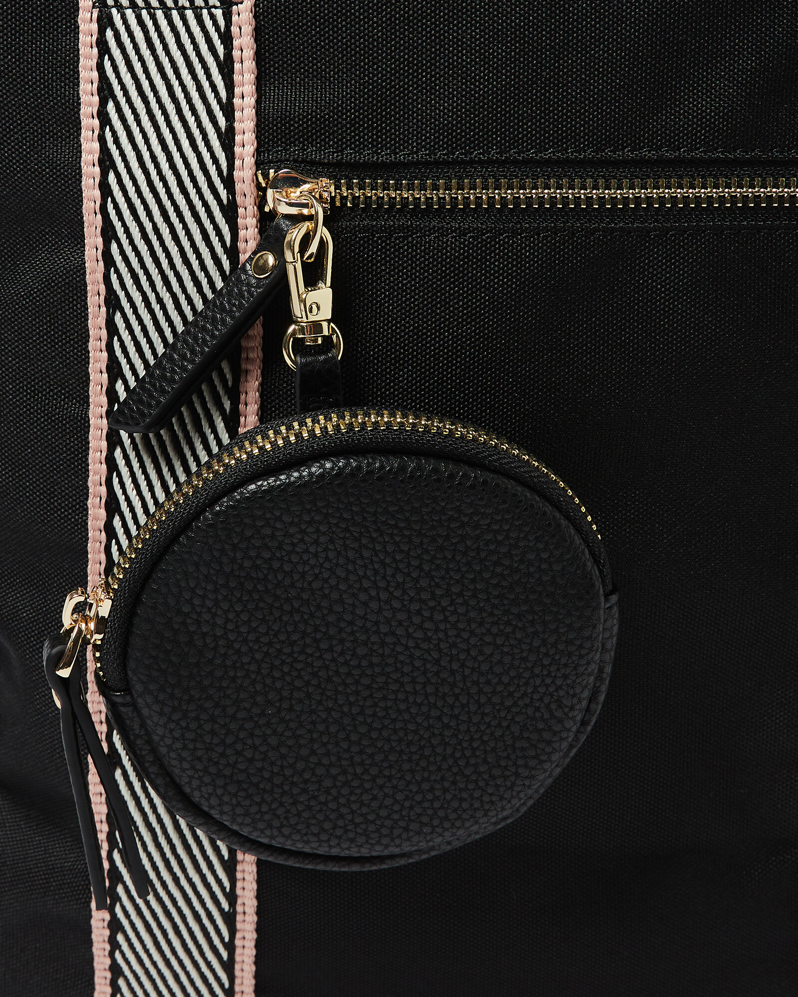 Liv Black Geometric Strap Backpack | Oliver Bonas