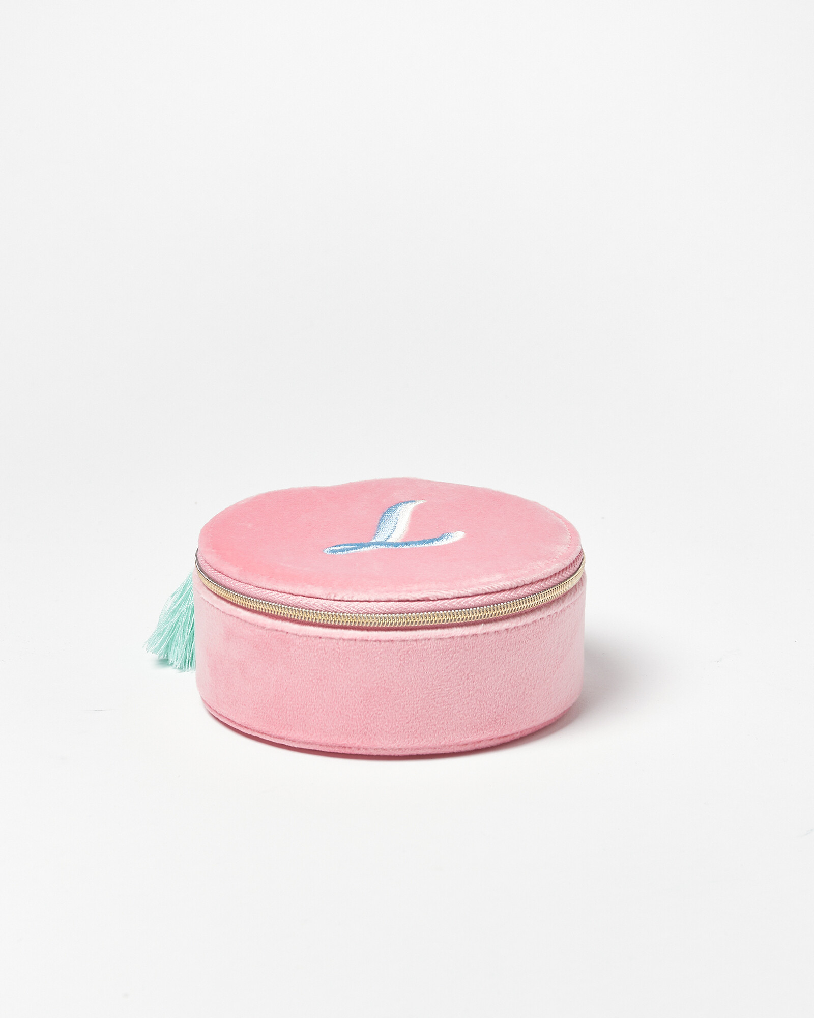 Astrid Alphabet Initial Pink Round Jewellery Box | Oliver Bonas