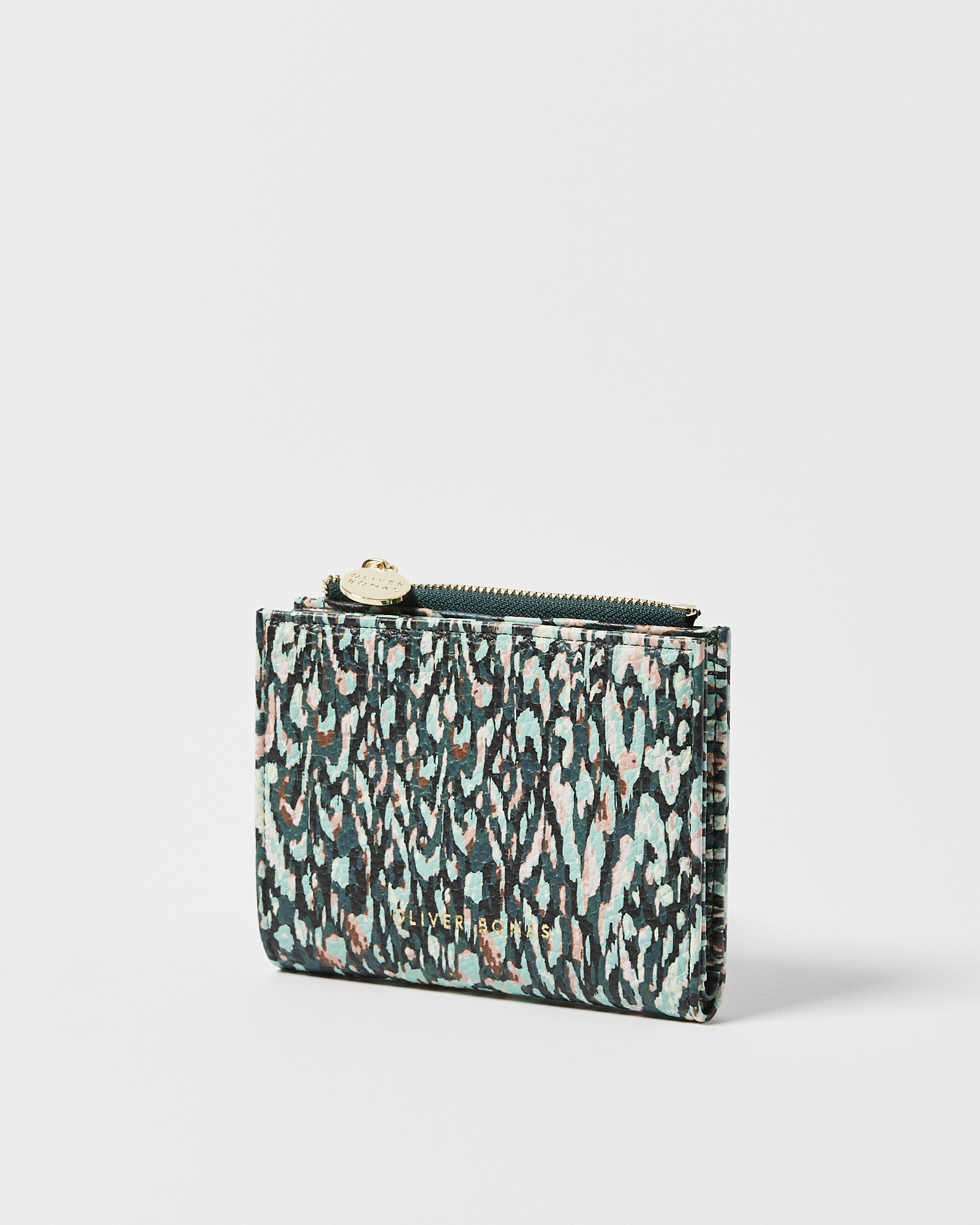Kinley Leopard Mint Green Zipped Coin Purse | Oliver Bonas