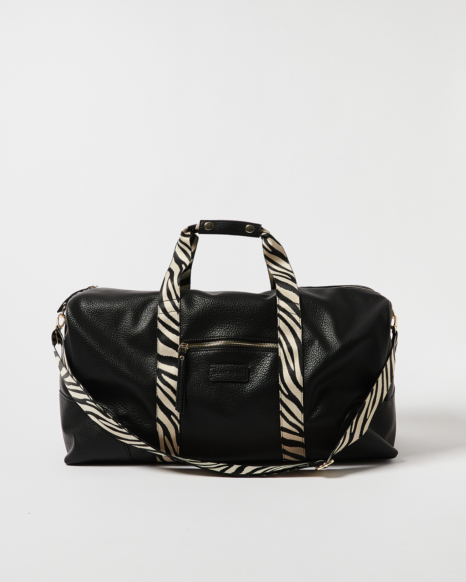 Hattie Black Zebra Print Weekend Bag | Oliver Bonas
