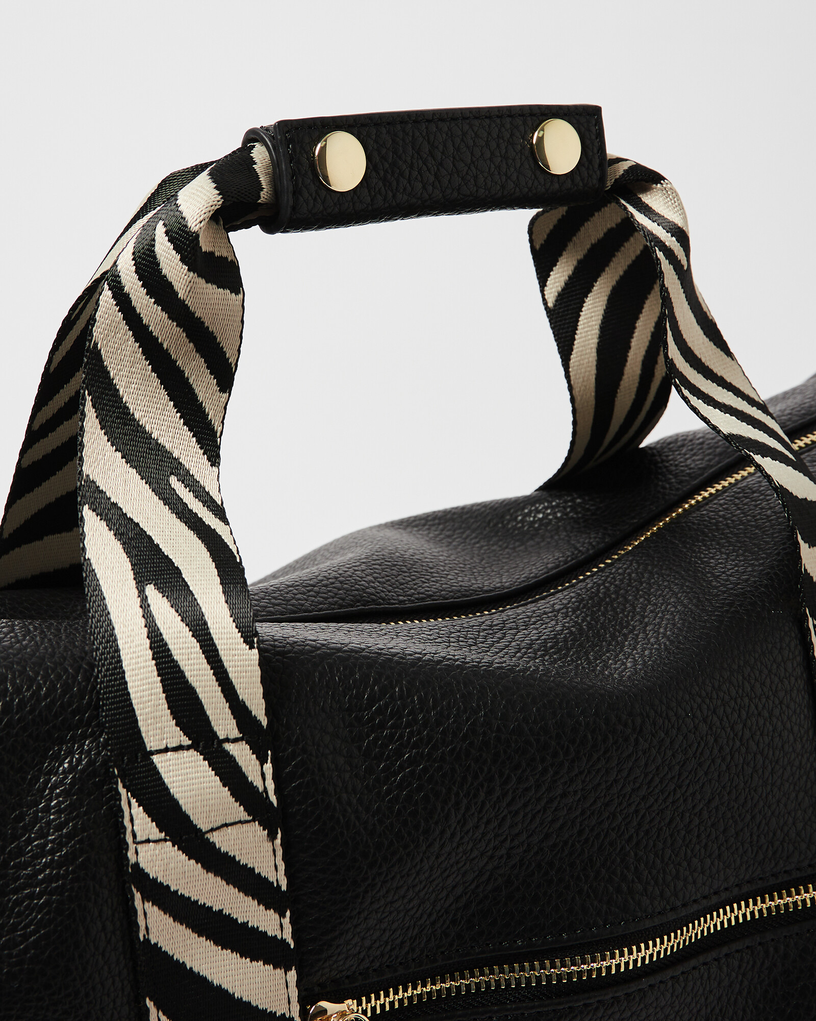 Hattie Black Zebra Print Weekend Bag | Oliver Bonas