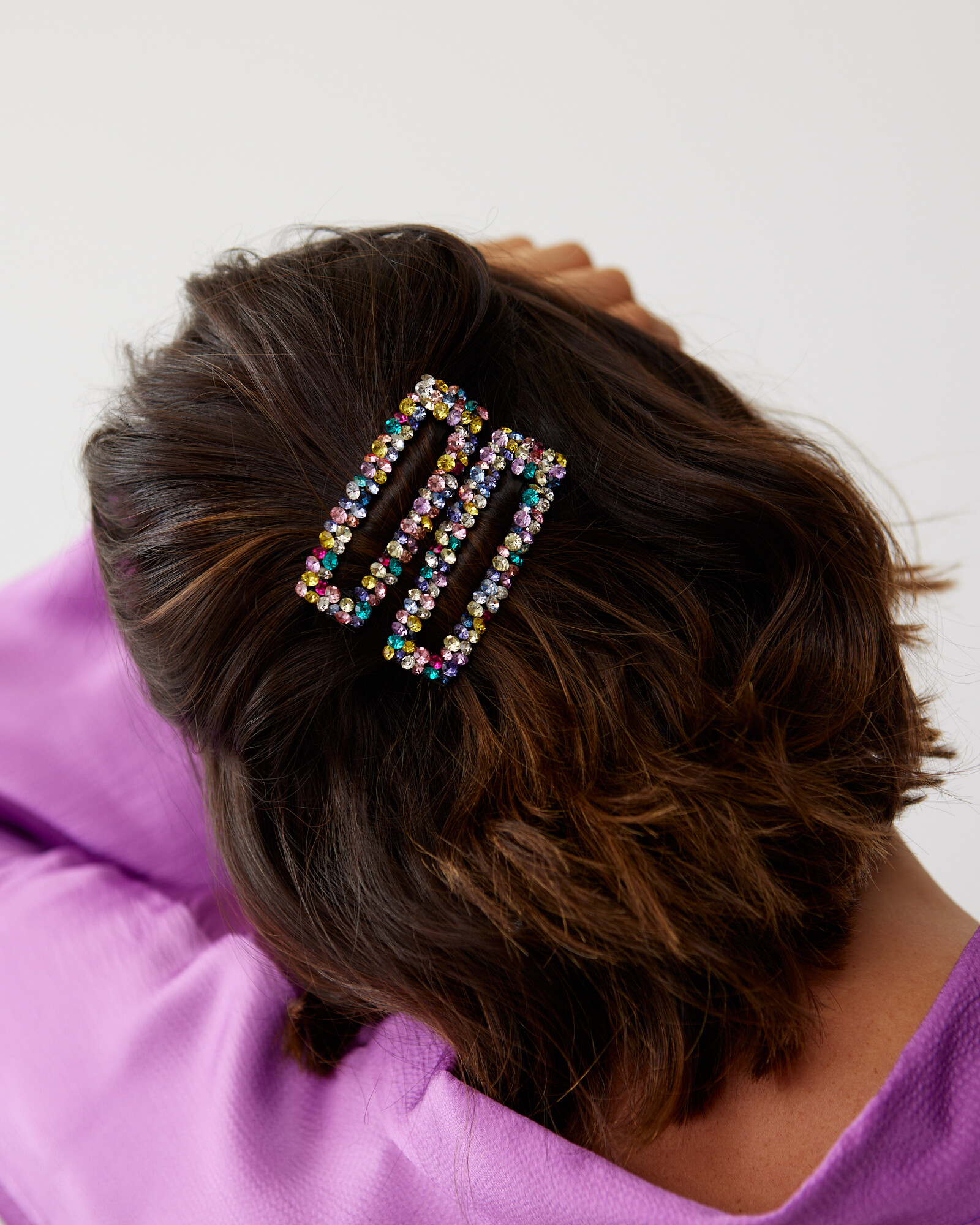 Celeste Rainbow Stone Rectangular Hair Clips Pack of Two | Oliver Bonas