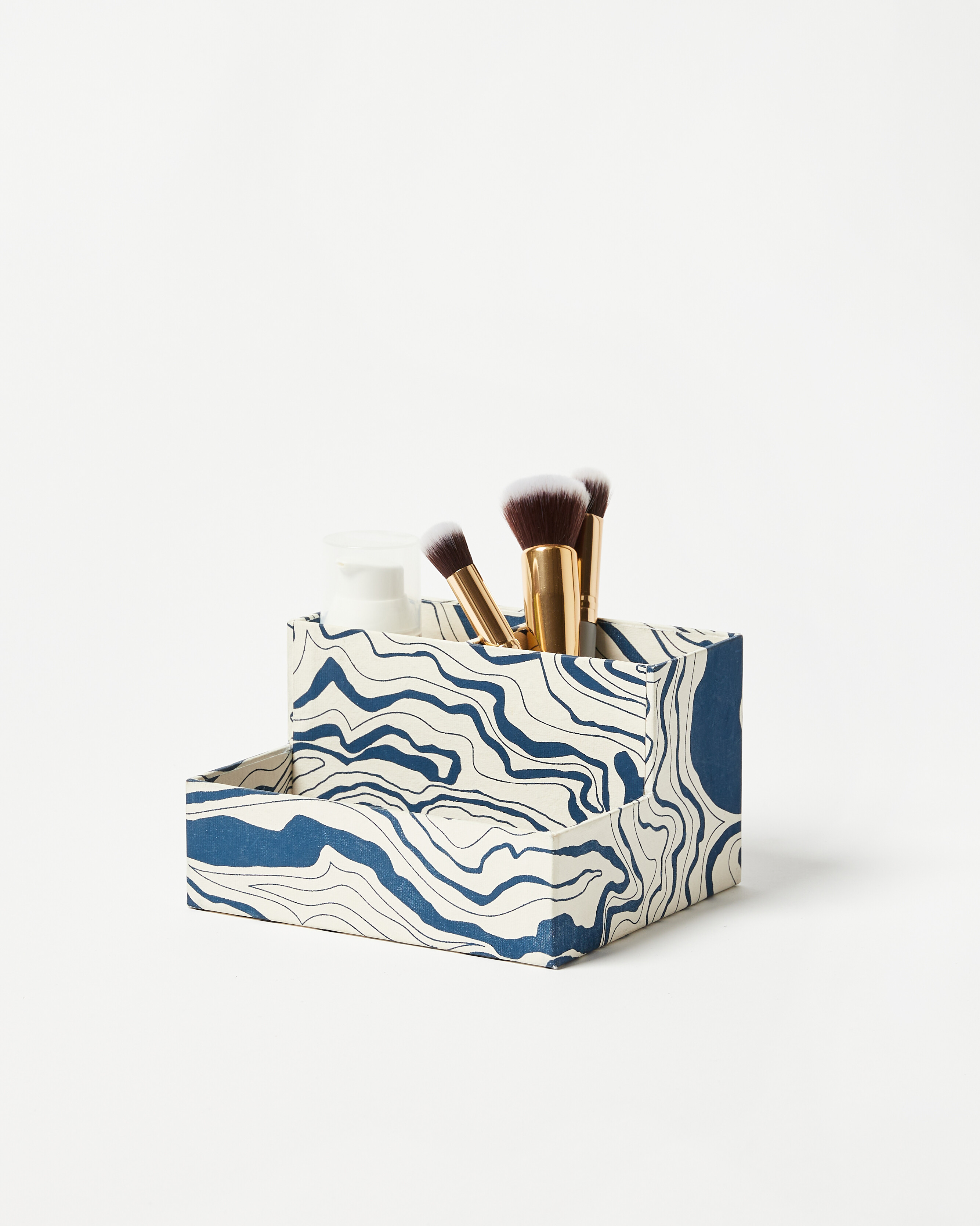 Marble Blue Paper Storage Pot | Oliver Bonas