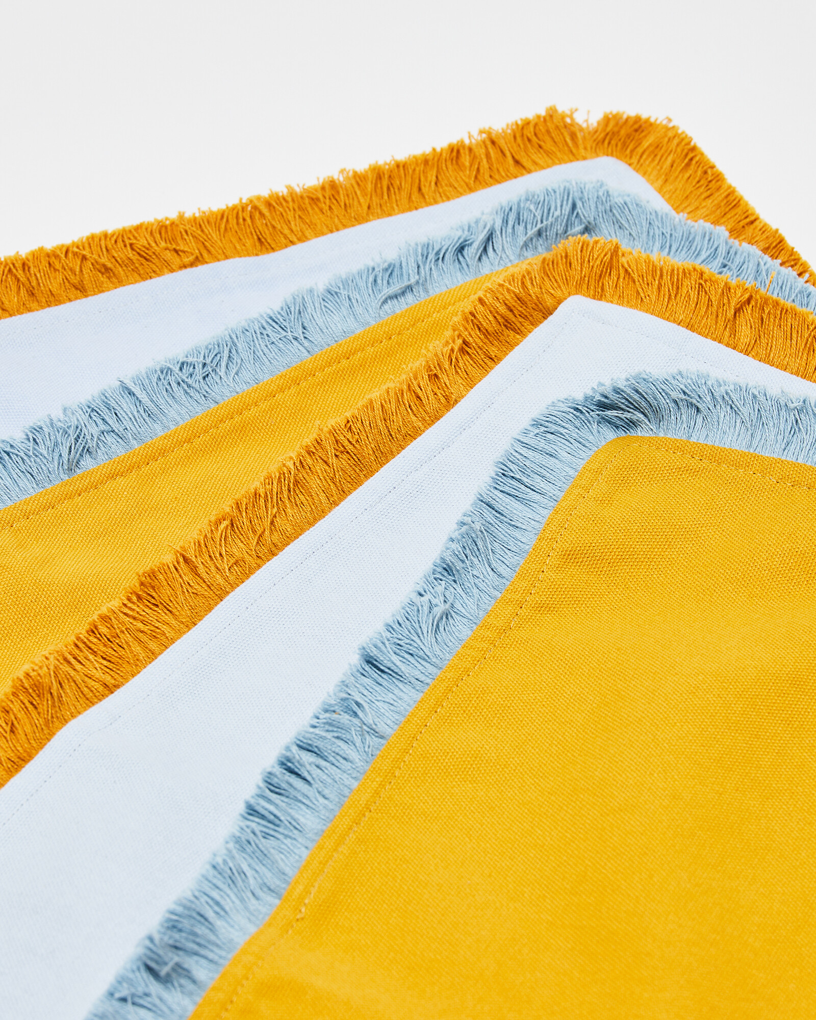 Ari Blue & Yellow Cotton Napkins Set of Four | Oliver Bonas