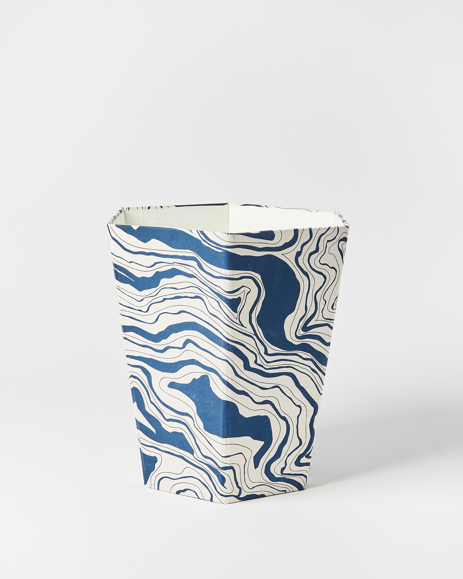 Marble Blue Paper Bin | Oliver Bonas