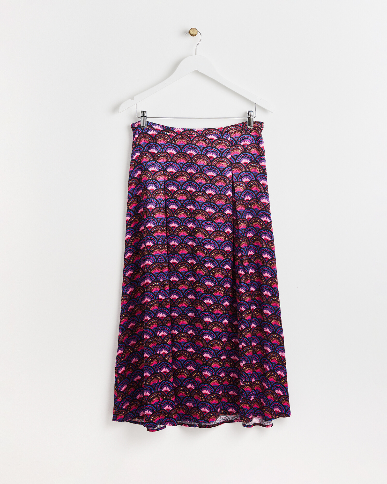 Fan Print Pink Midi Skirt | Oliver Bonas