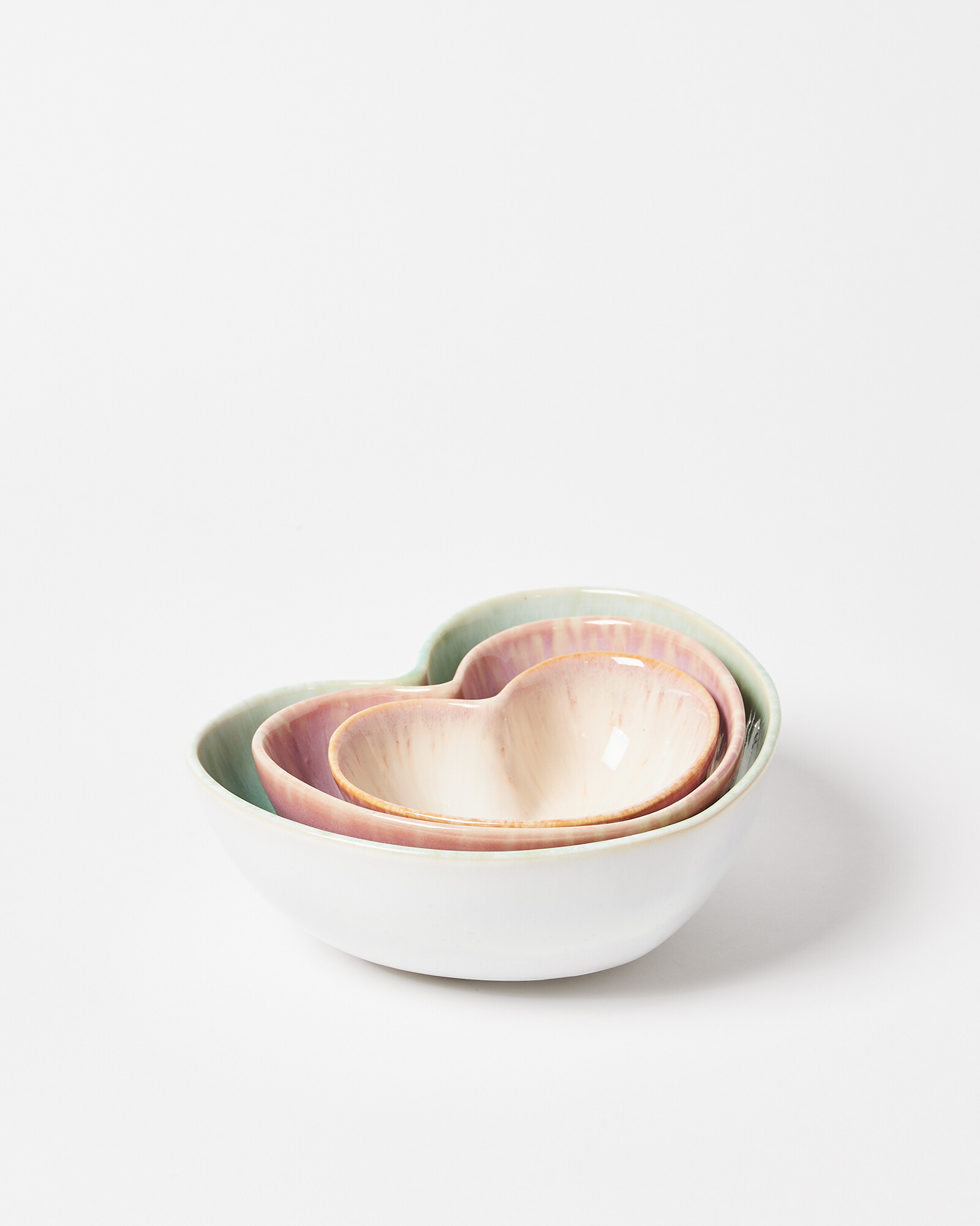 Amara Ceramic Heart Bowls Set of Three | Oliver Bonas