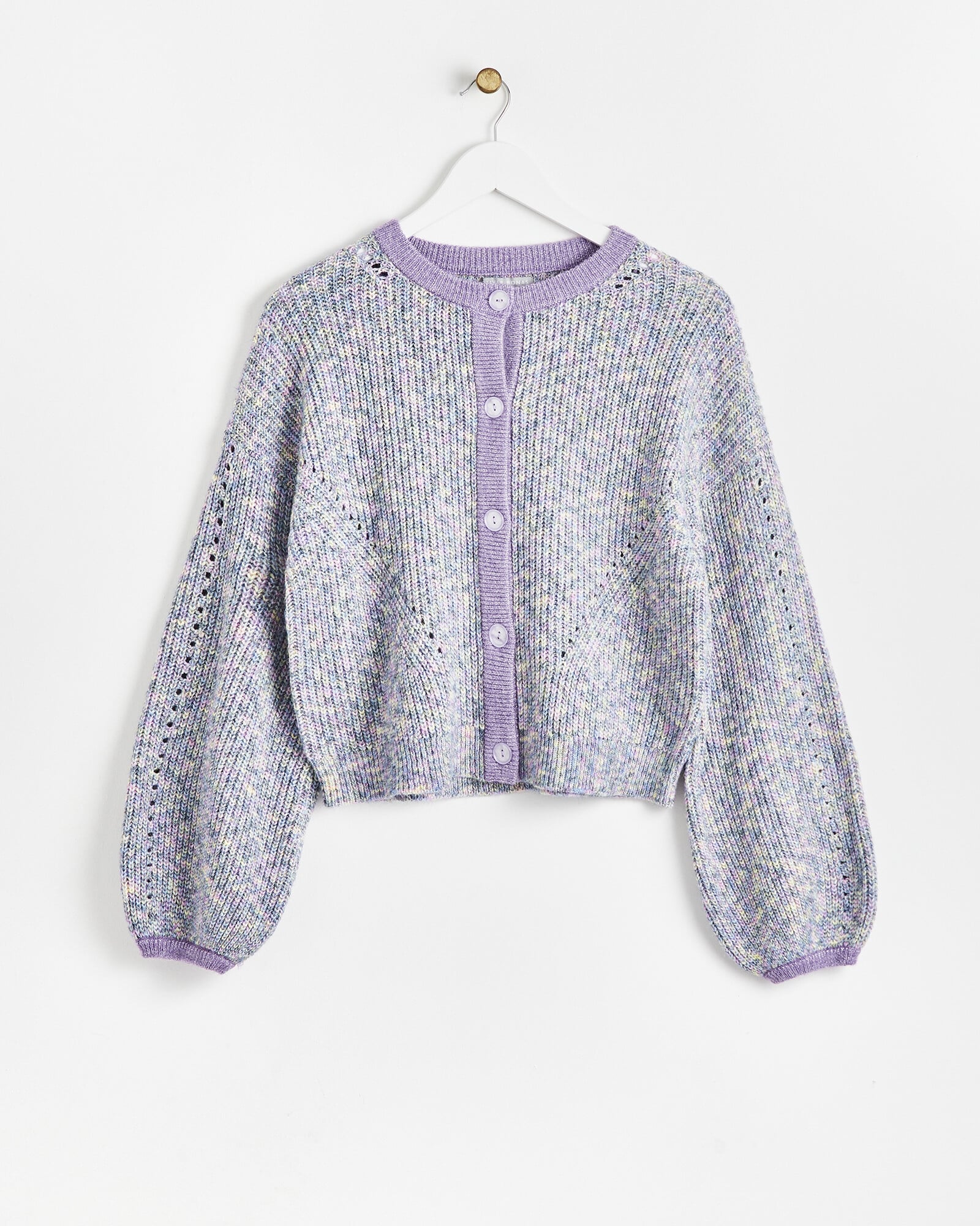 Speckled Purple Knitted Cardigan | Oliver Bonas