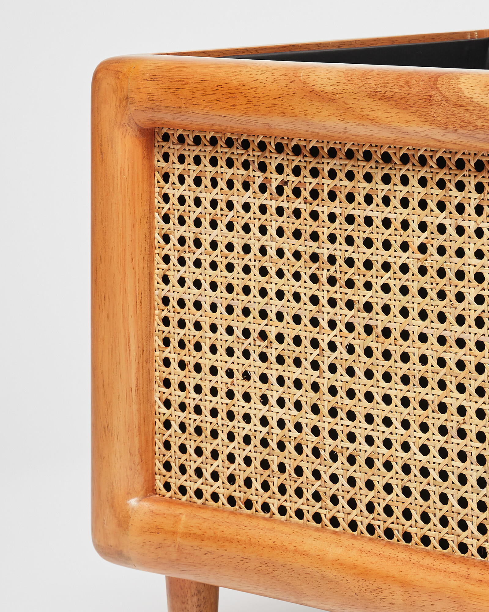 Loha Rattan Faux Sheepskin Boucle Storage Stool | Oliver Bonas