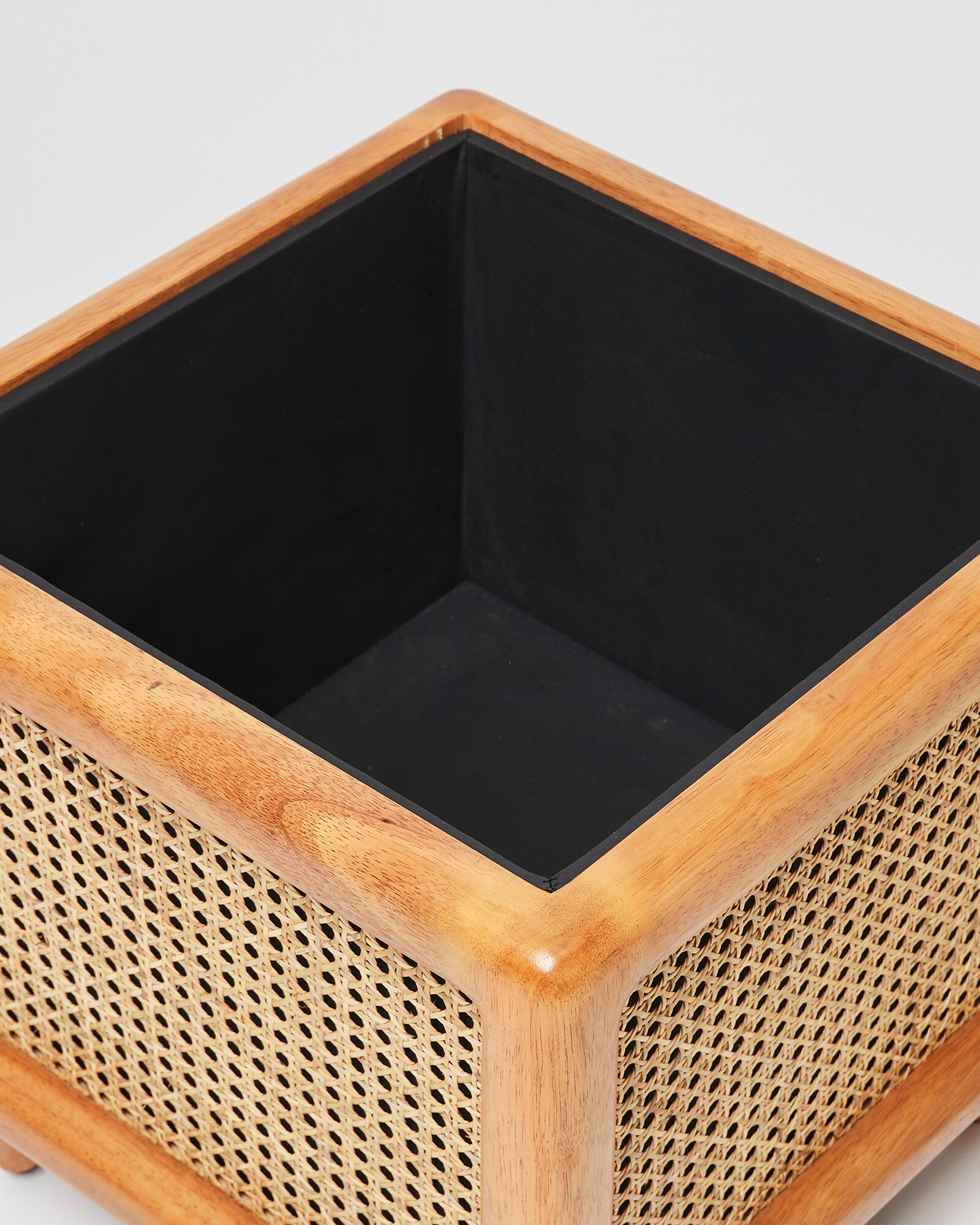 Loha Rattan Faux Sheepskin Boucle Storage Stool | Oliver Bonas