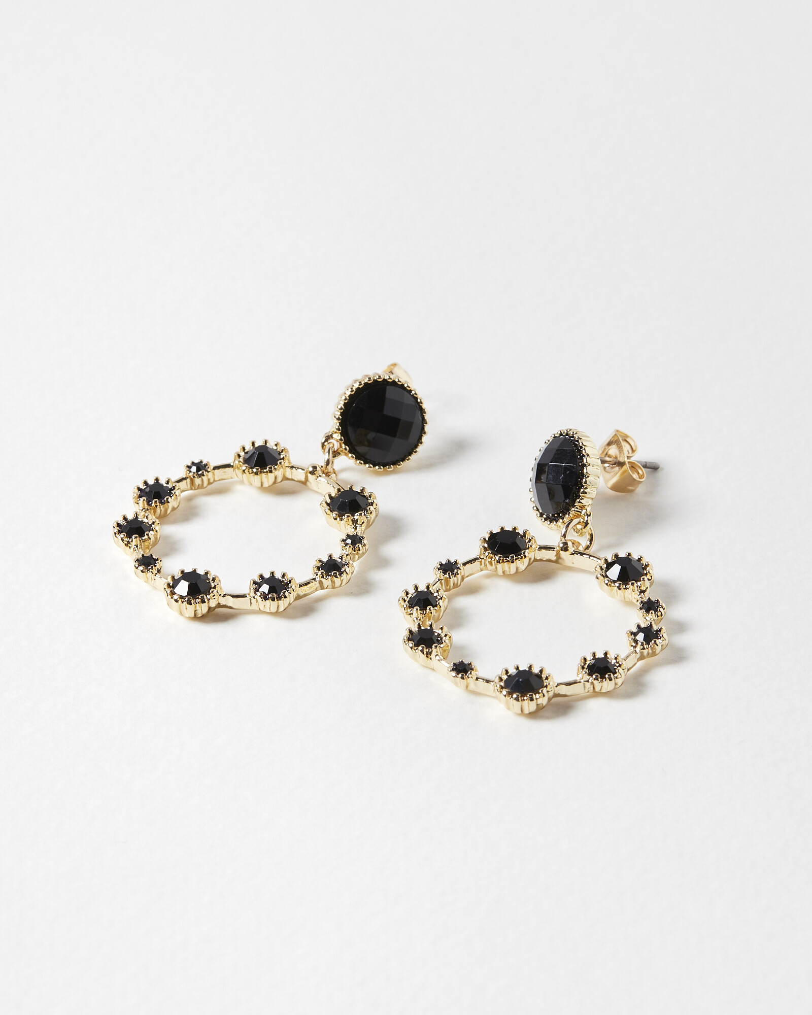 Candice Black Gem Loop Drop Earrings | Oliver Bonas