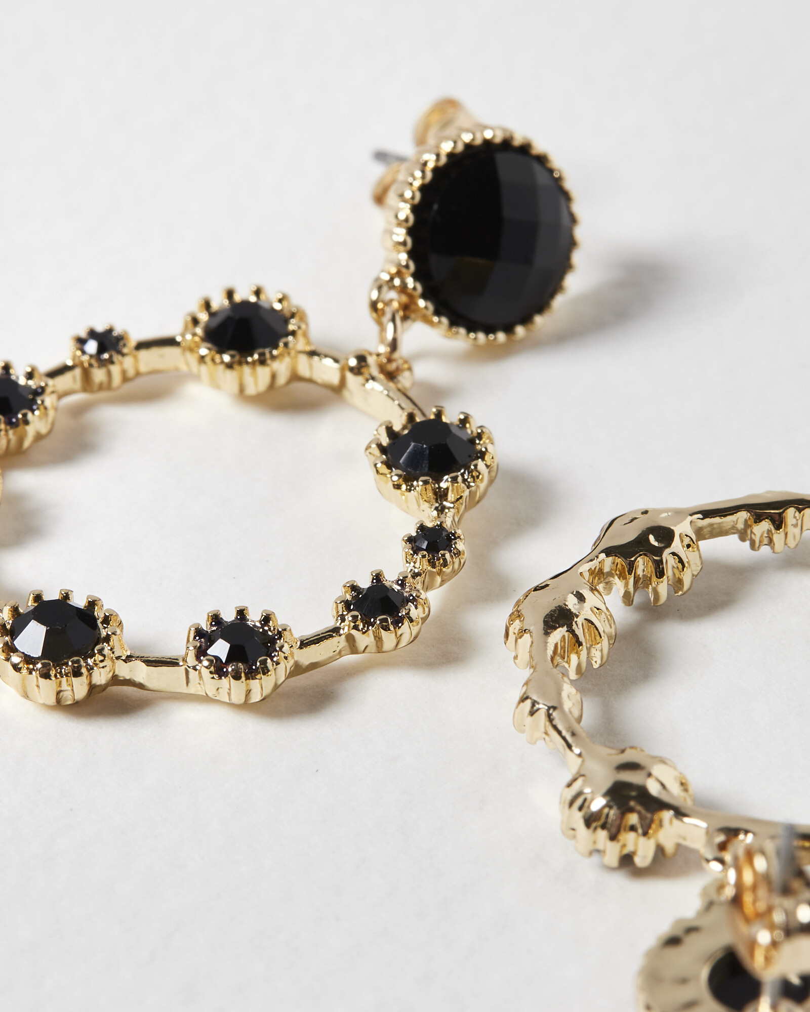 Candice Black Gem Loop Drop Earrings | Oliver Bonas