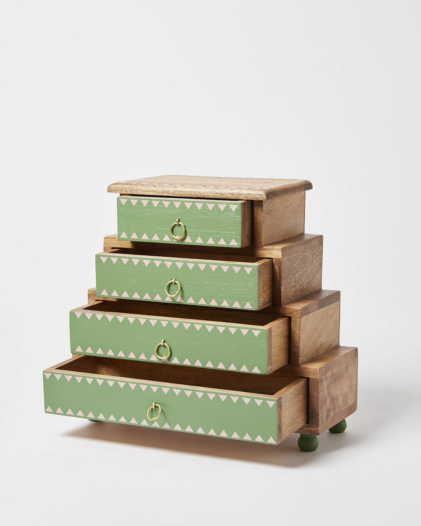 Hand Painted Green Wooden Storage Drawers | Oliver Bonas