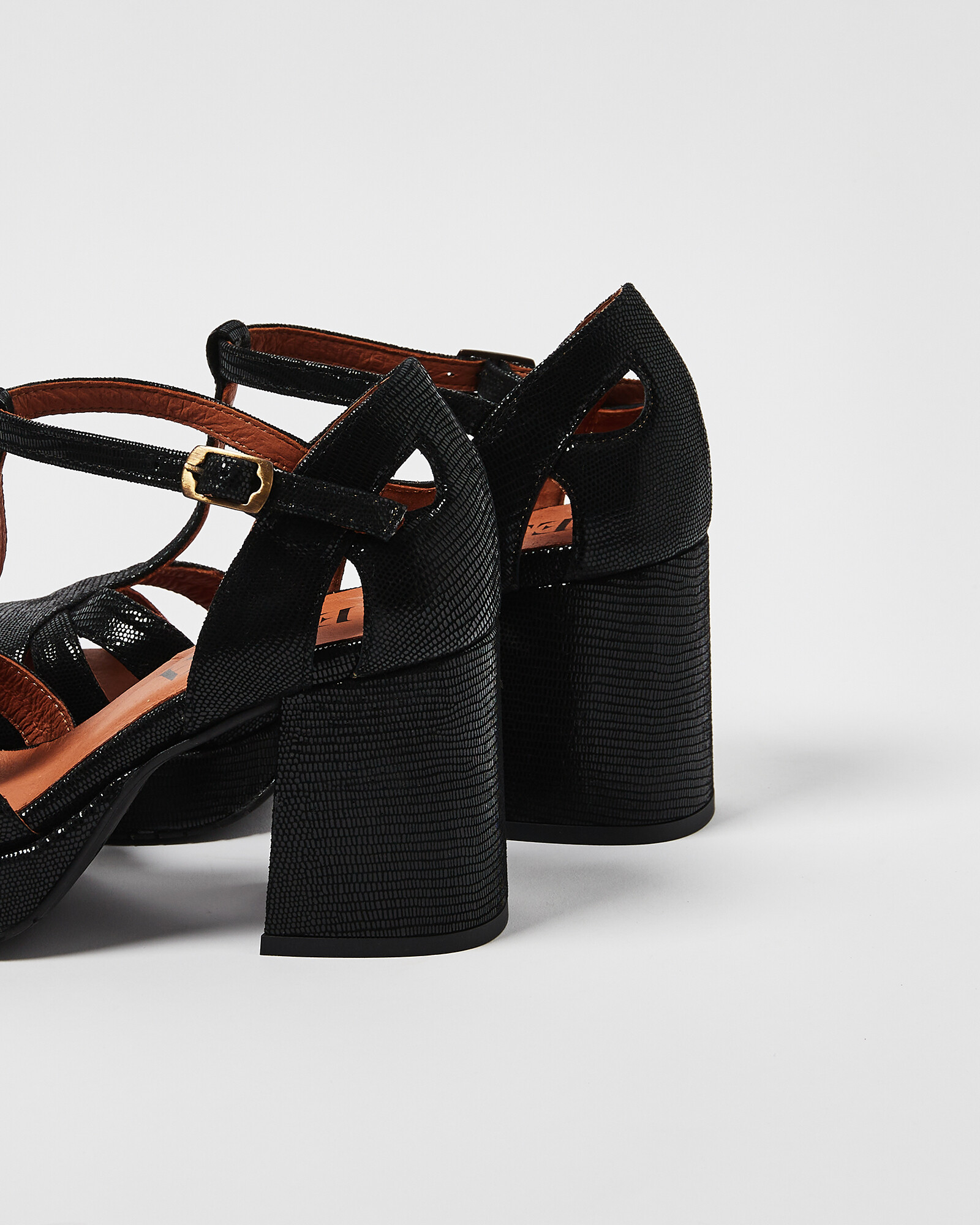 Esska Chaza Metallic Black Heeled Sandals | Oliver Bonas