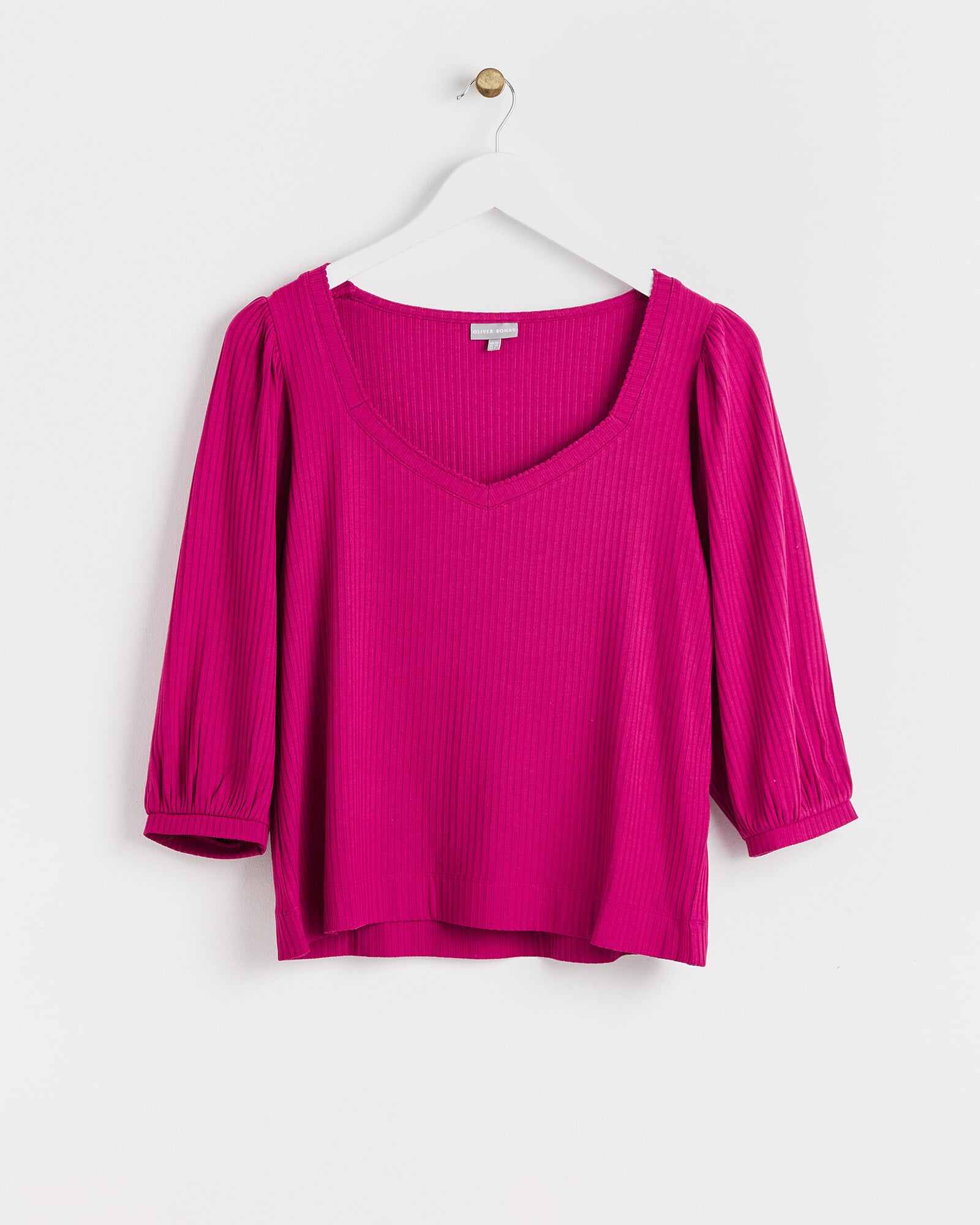 Sweetheart Ribbed Pink Knitted Top | Oliver Bonas