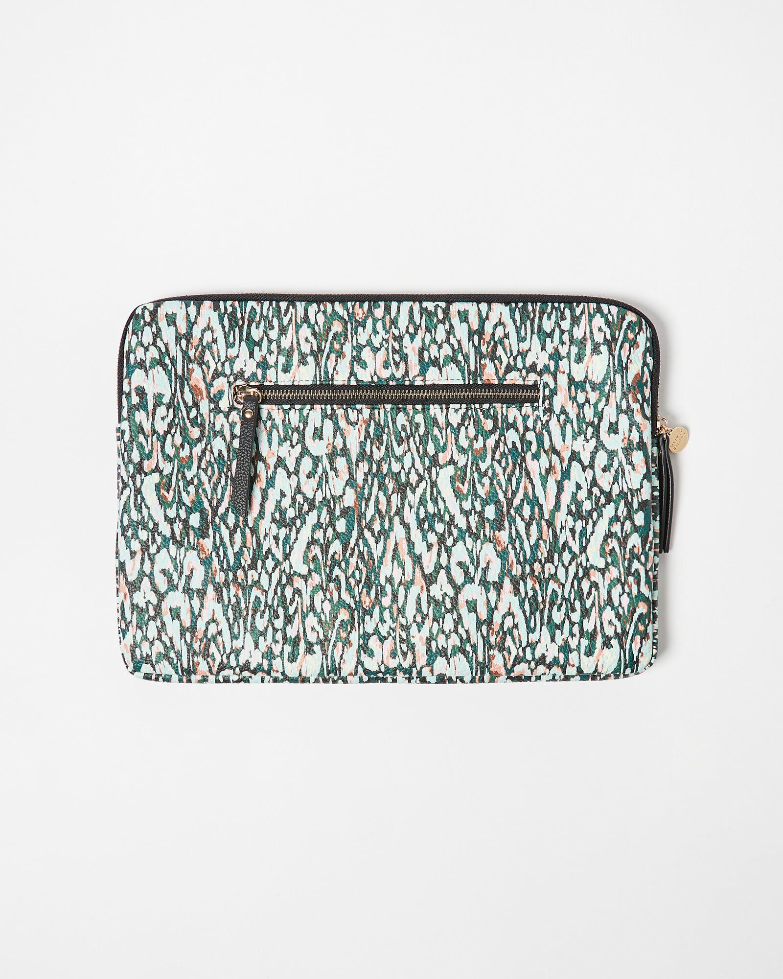 Leopard Print Mint Green Laptop Case | Oliver Bonas