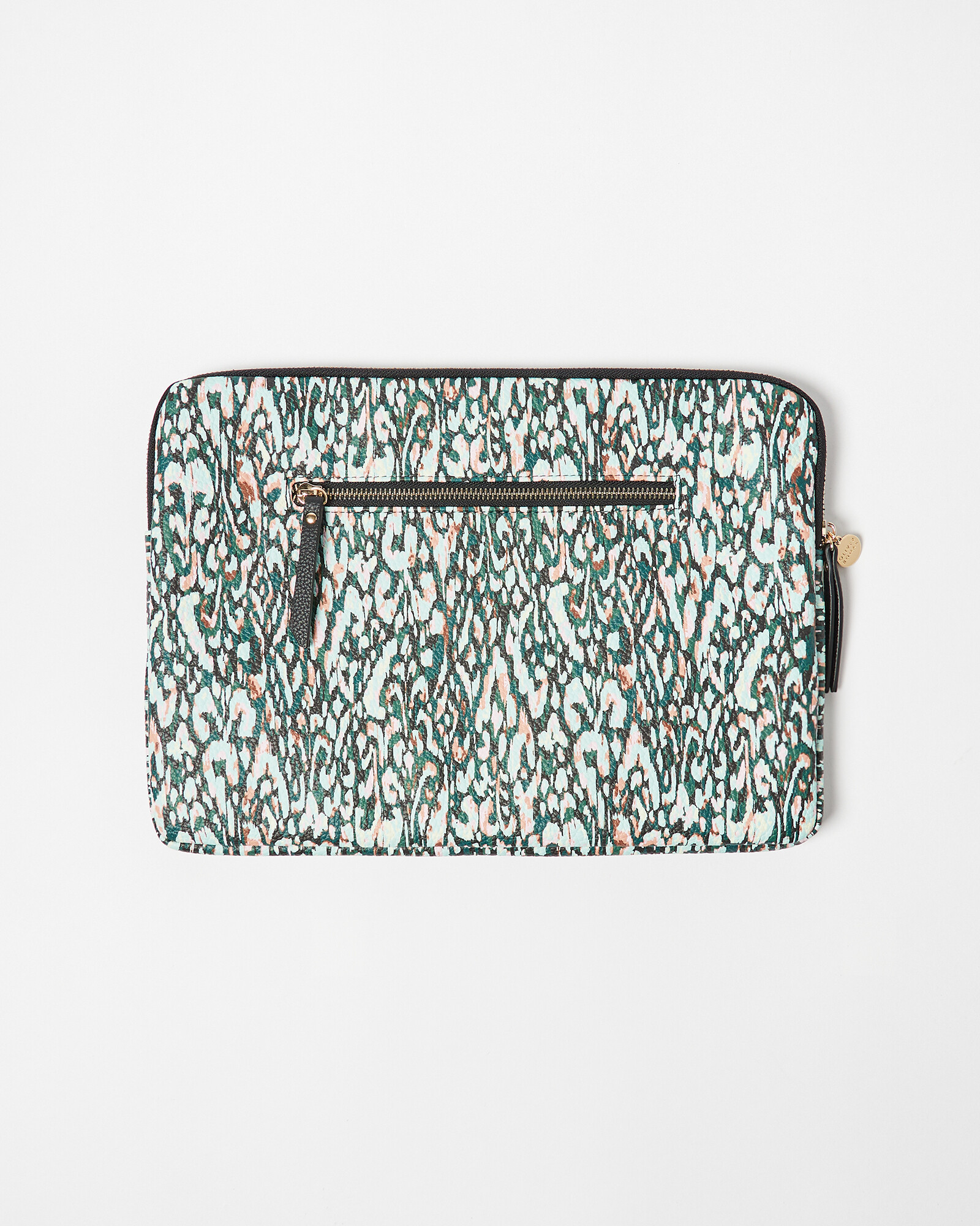 Leopard Print Mint Green Laptop Case | Oliver Bonas