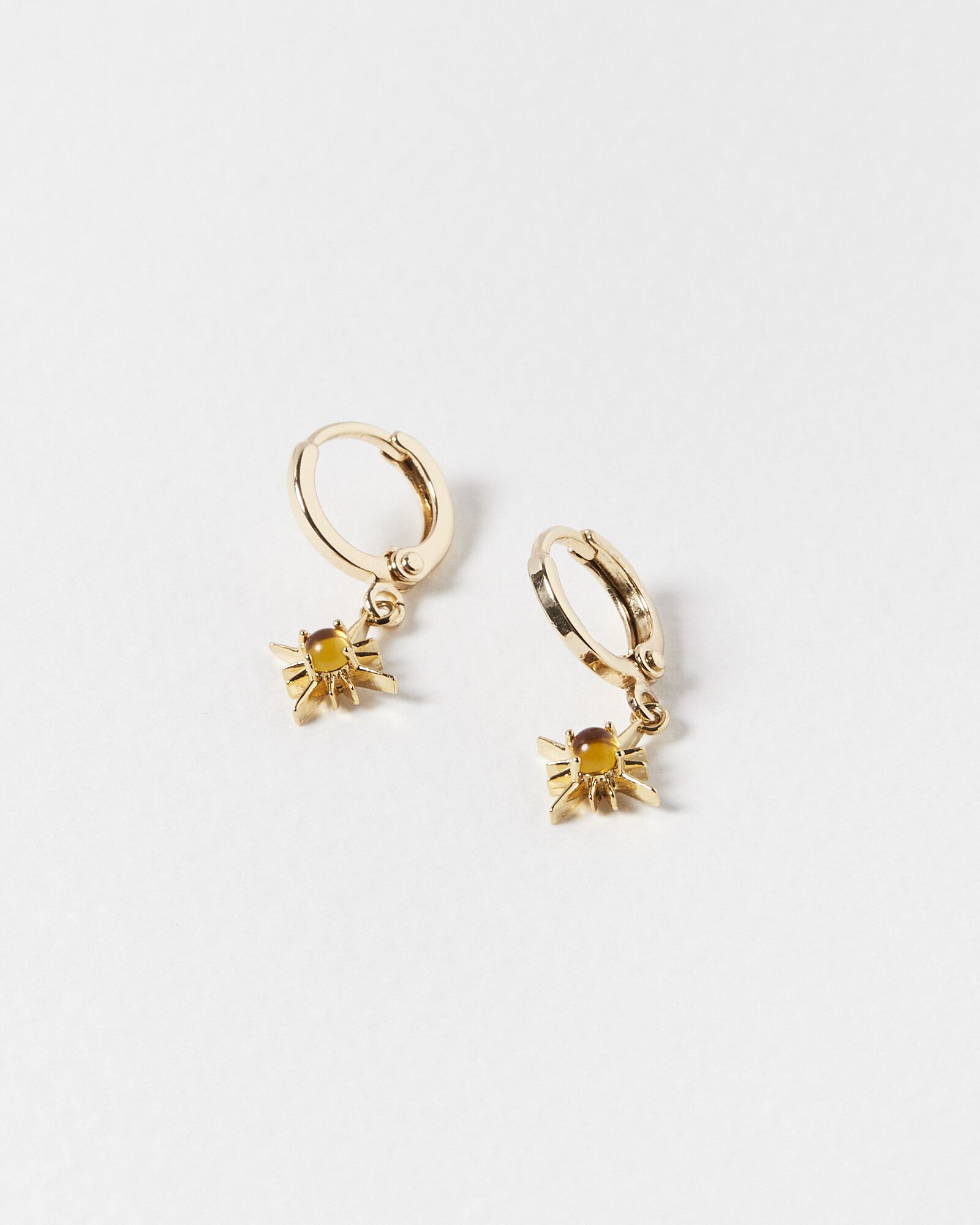 Ellis Yellow Starburst Drop Huggie Earrings | Oliver Bonas