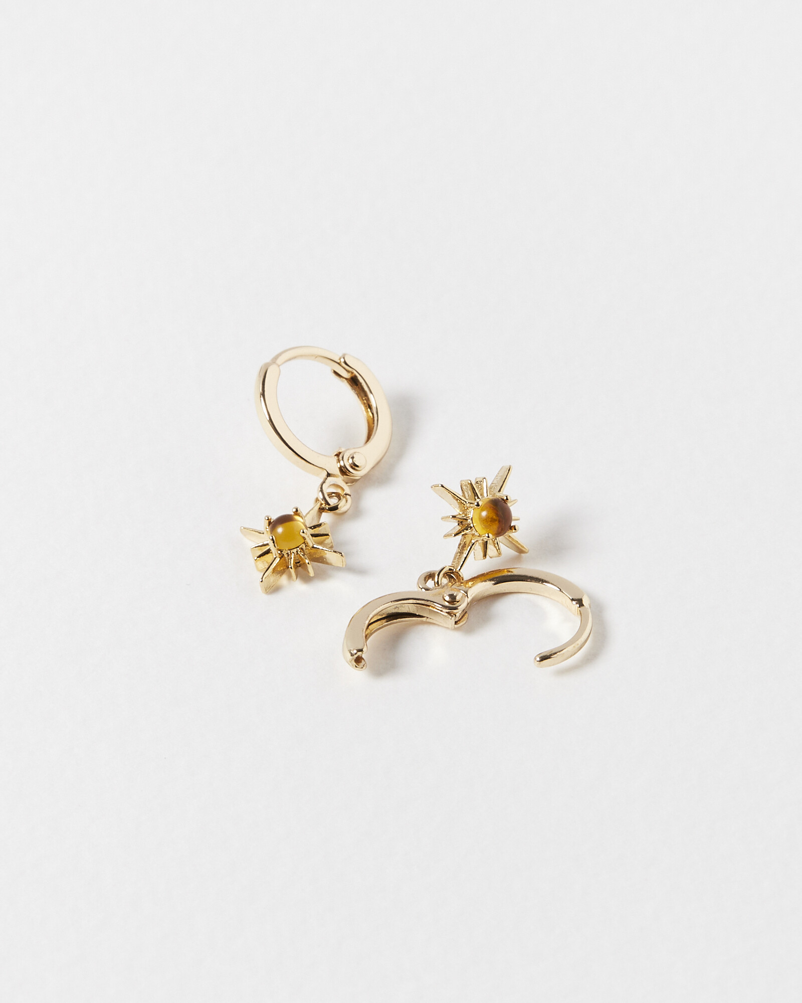 Ellis Yellow Starburst Drop Huggie Earrings | Oliver Bonas