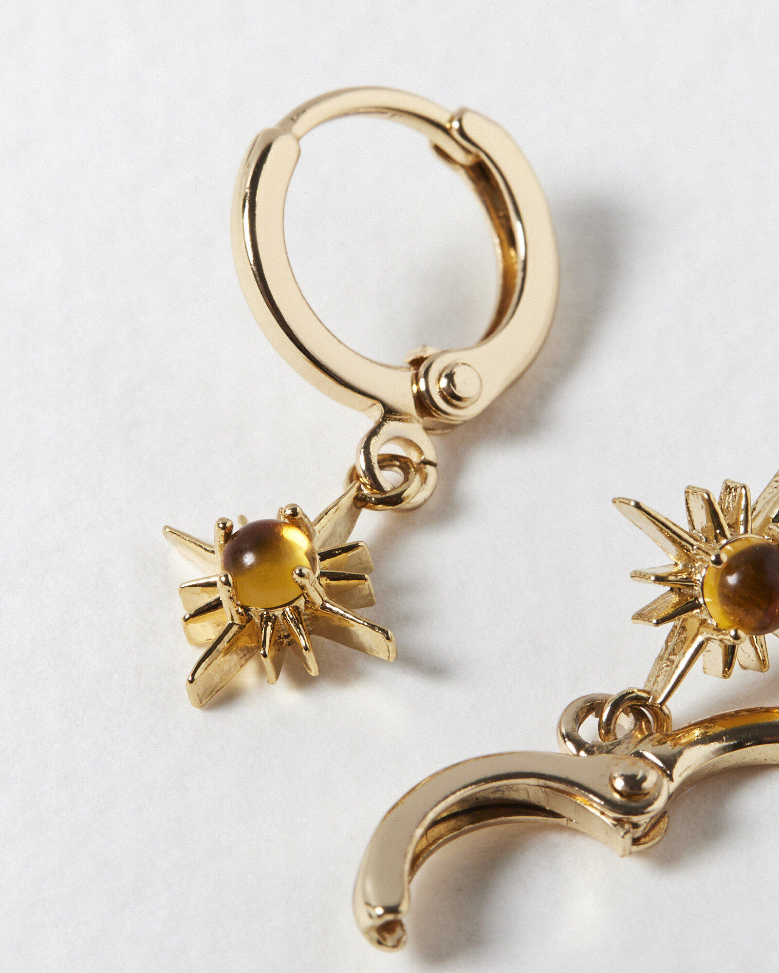 Ellis Yellow Starburst Drop Huggie Earrings | Oliver Bonas