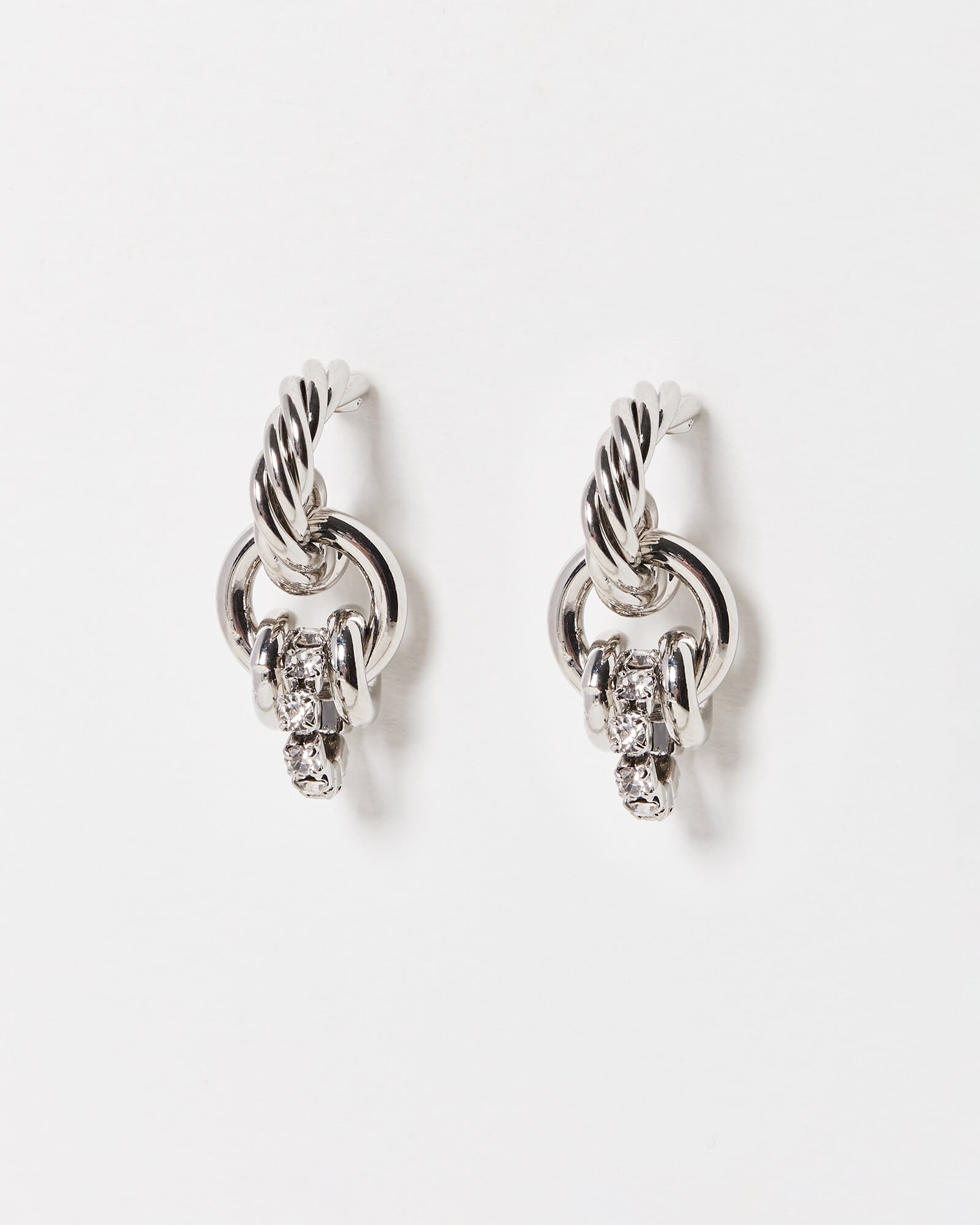 Iris Multi Interlocked Silver Tone Loops Drop Hoop Earrings | Oliver Bonas