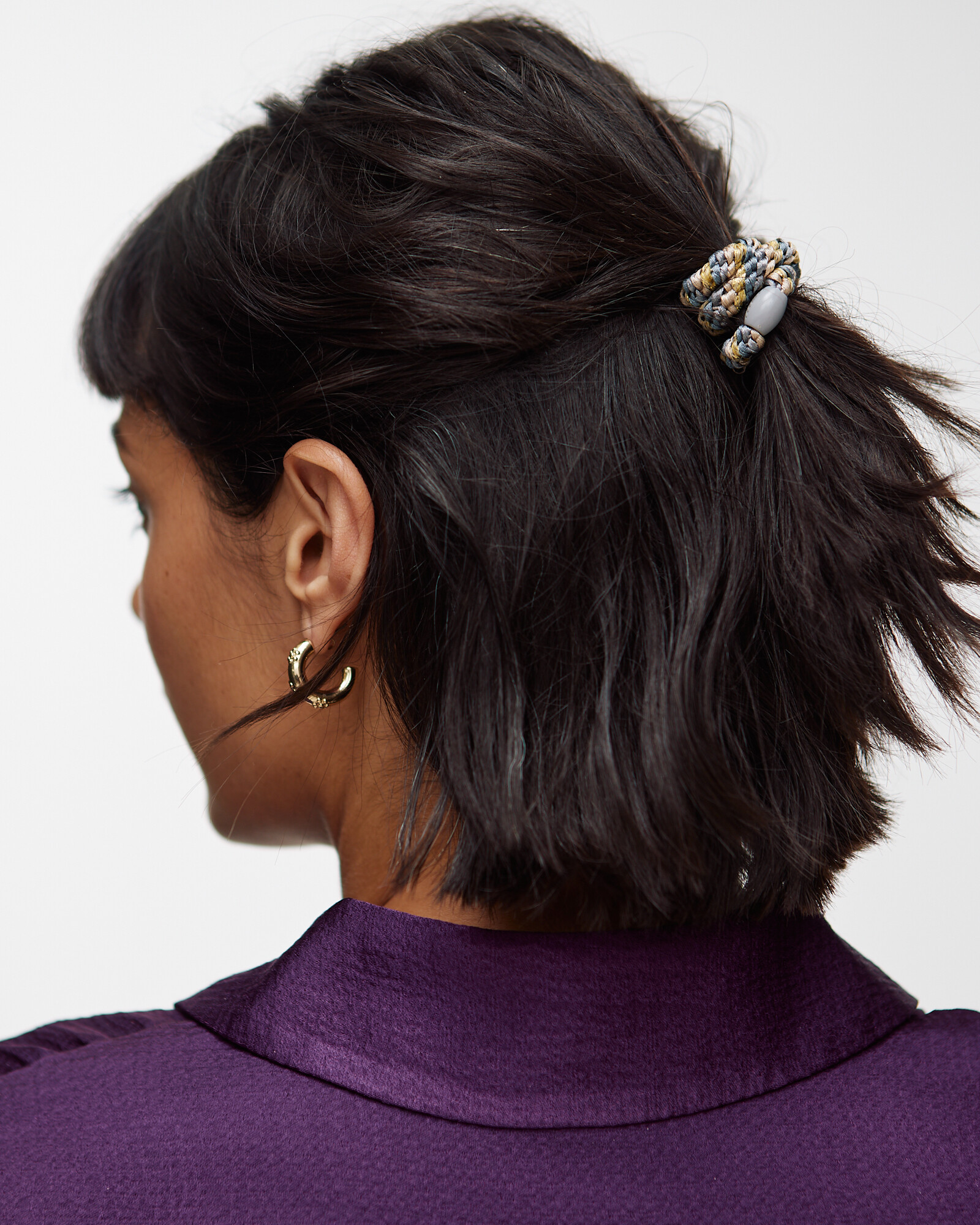 Essie Blue & Grey Elastic Hair Tie | Oliver Bonas
