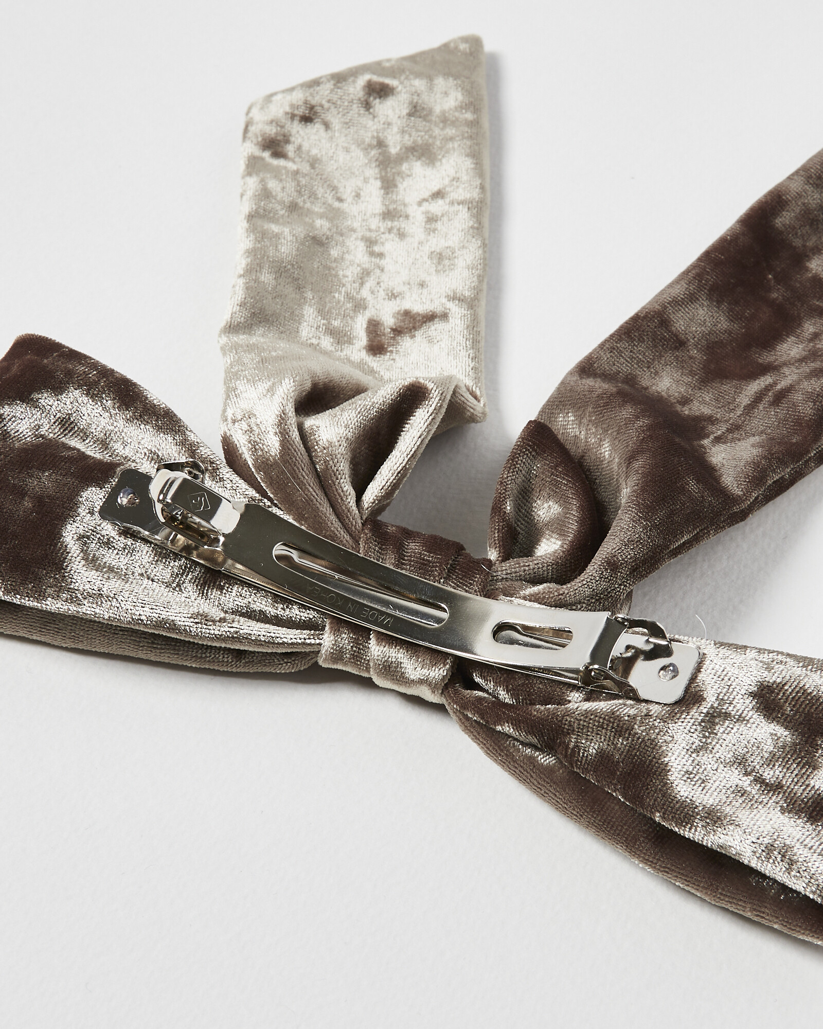 Elera Taupe Velvet Bow Barrette Hair Clip | Oliver Bonas