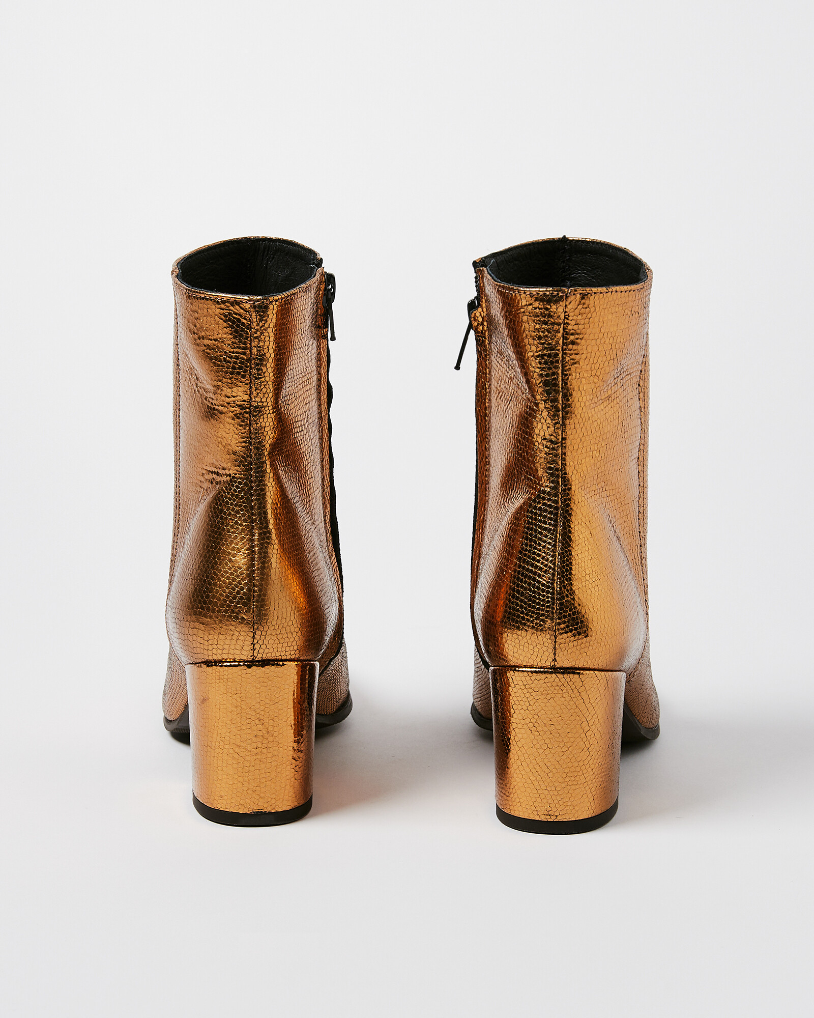 Esska Rasa Dark Gold Leather Heeled Boots | Oliver Bonas