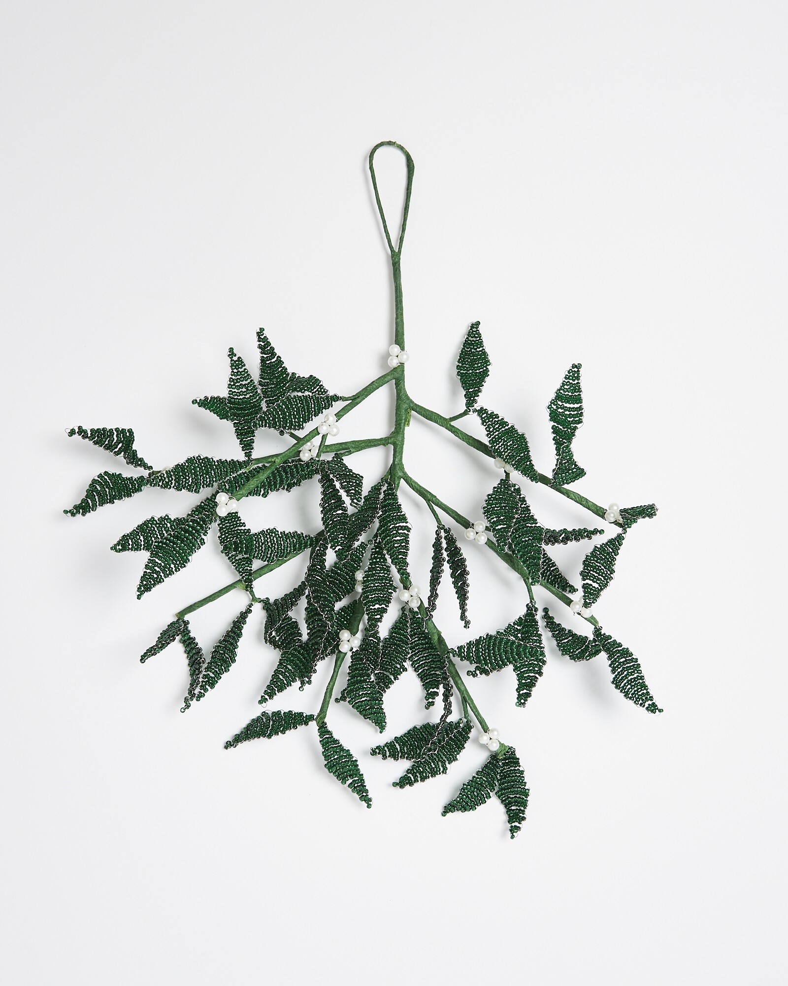 Beaded Green Mistletoe Decoration Large | Oliver Bonas