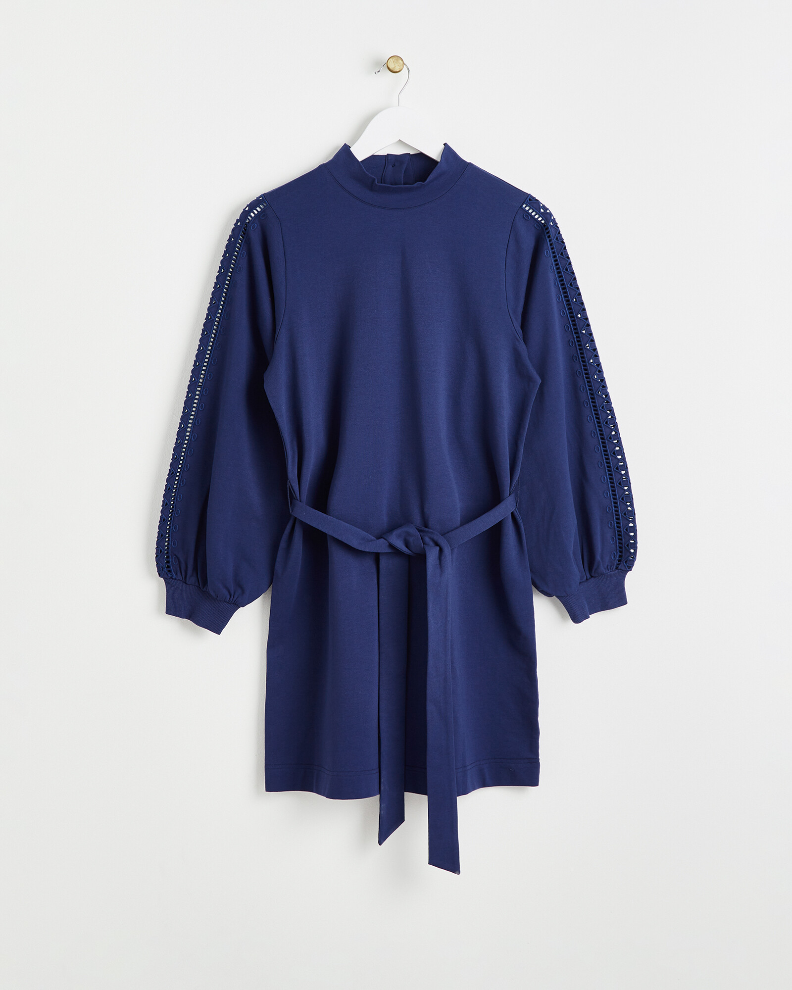 Broderie Blue Mini Dress | Oliver Bonas