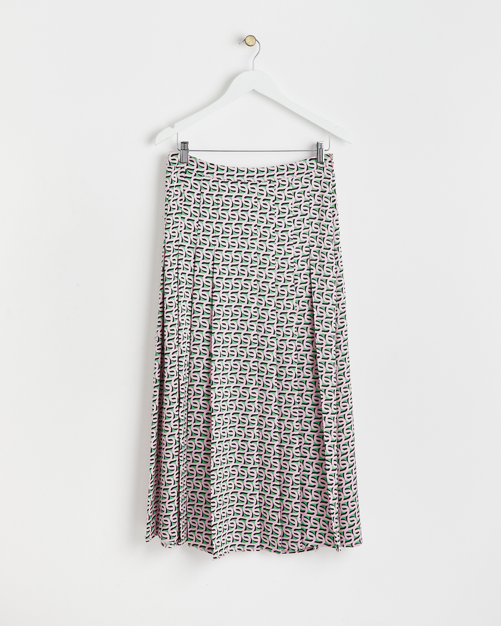 Geometric Print Pink Midi Skirt | Oliver Bonas