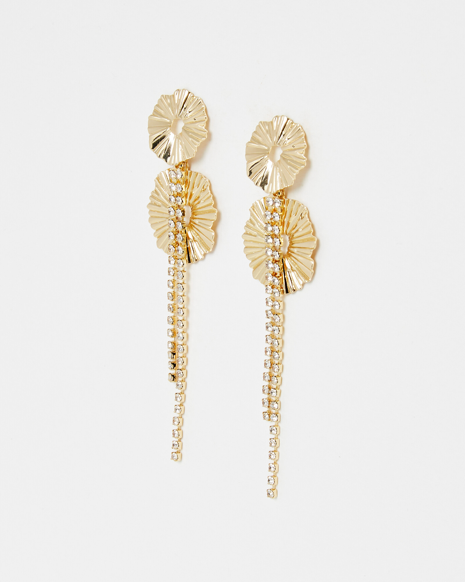 Bella Textured Circular Loops Gold Tone Drop Earrings | Oliver Bonas