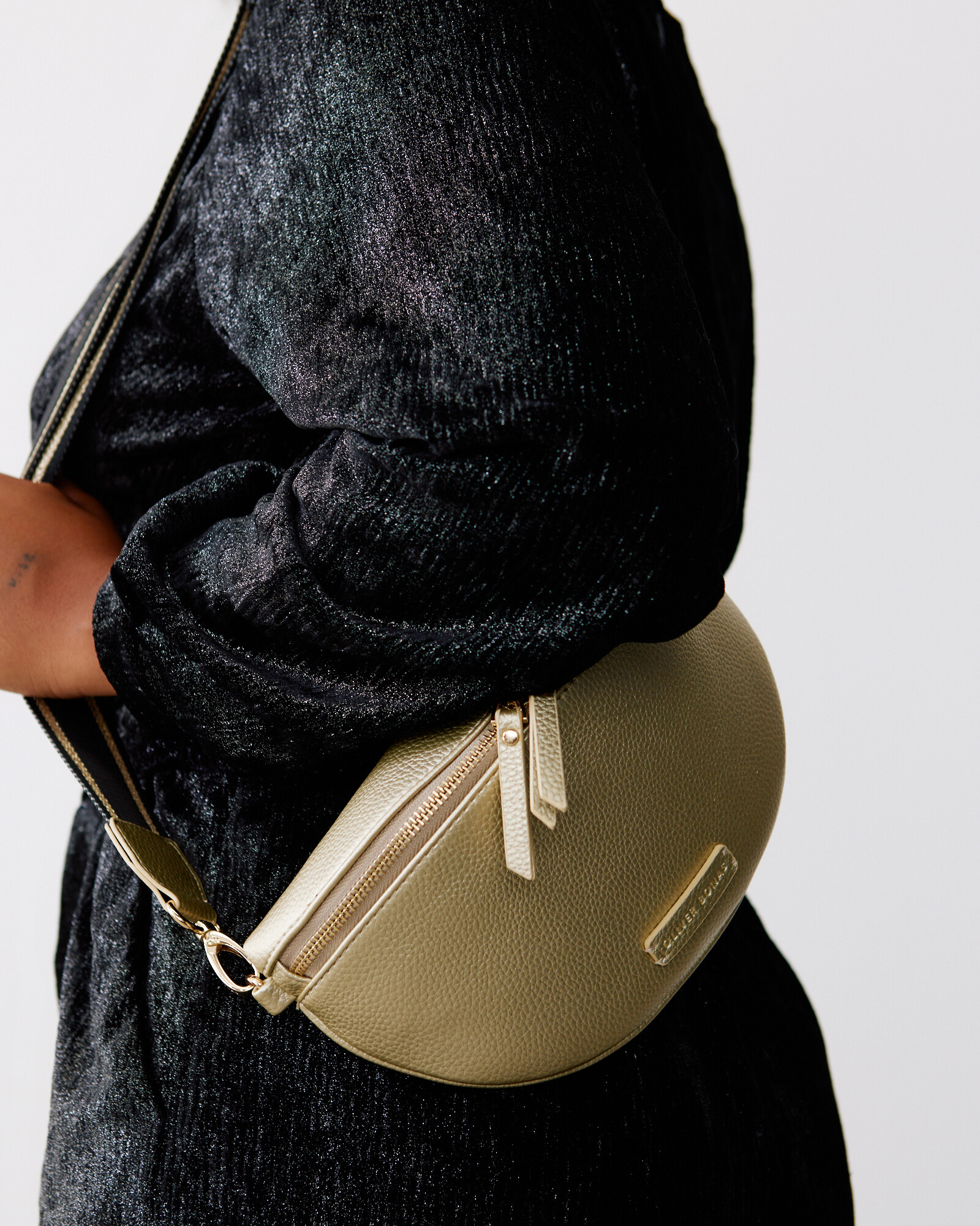 Gold Metallic Stripe Belt Bag | Oliver Bonas