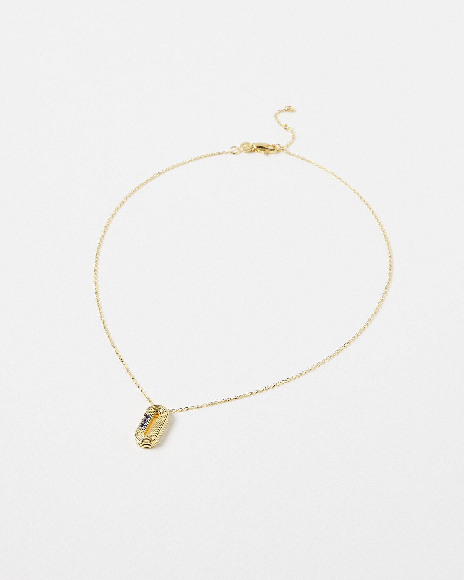 Dina Engraved Lines Gold Plated Pendant Necklace | Oliver Bonas