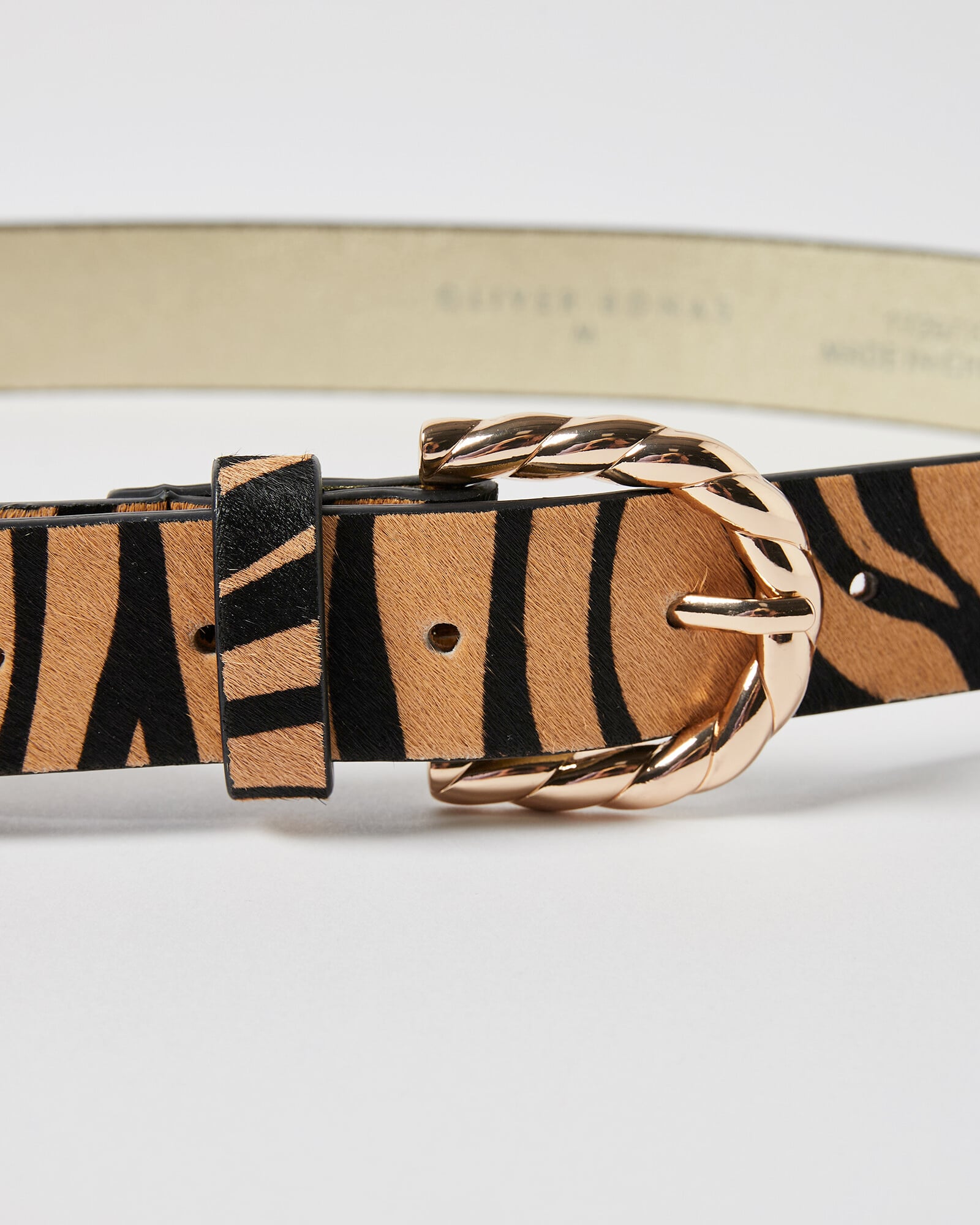 Zebra Twisted Buckle Leather Jeans Belt | Oliver Bonas