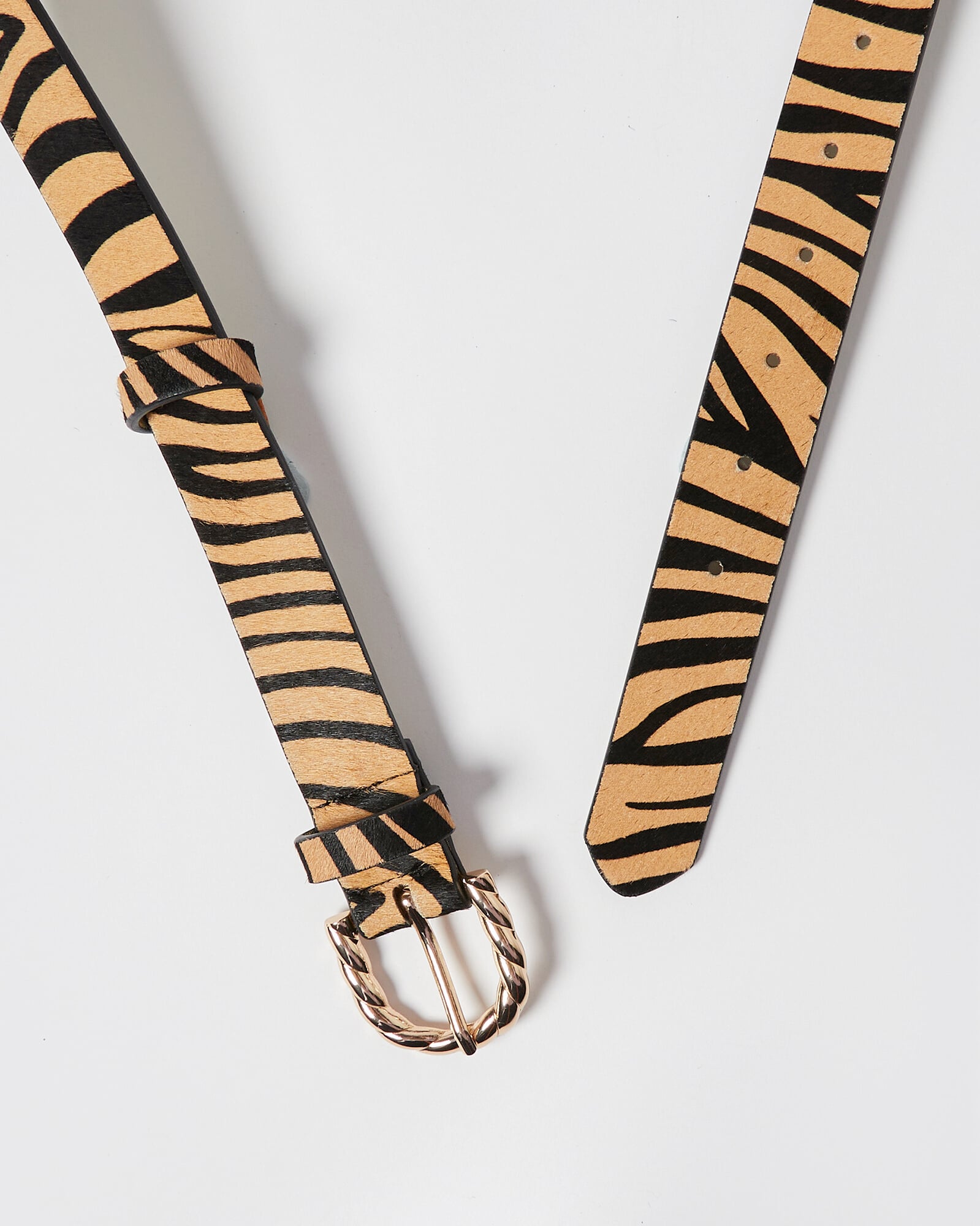Zebra Twisted Buckle Leather Jeans Belt | Oliver Bonas
