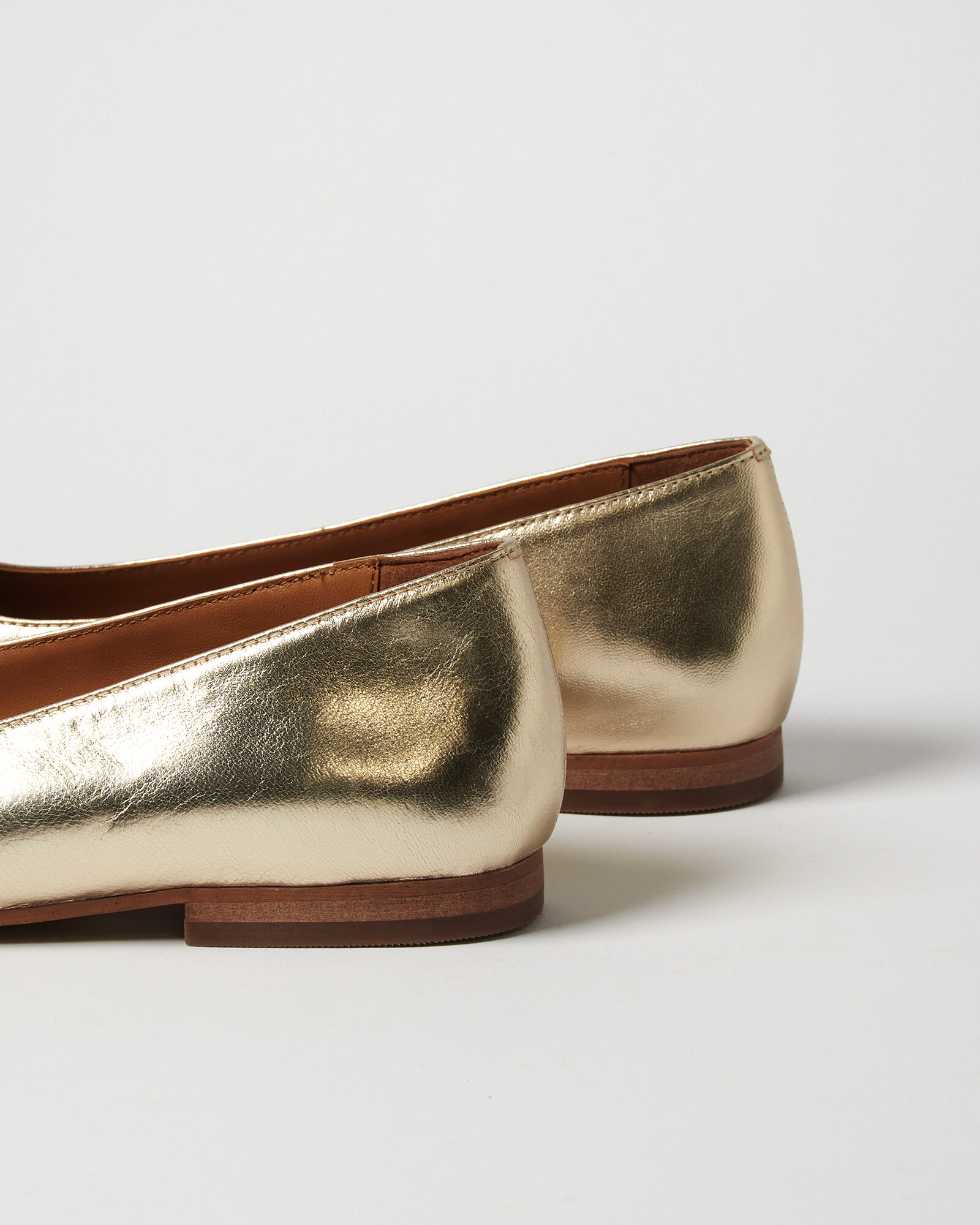 Gold Metallic Leather Ballet Flats | Oliver Bonas