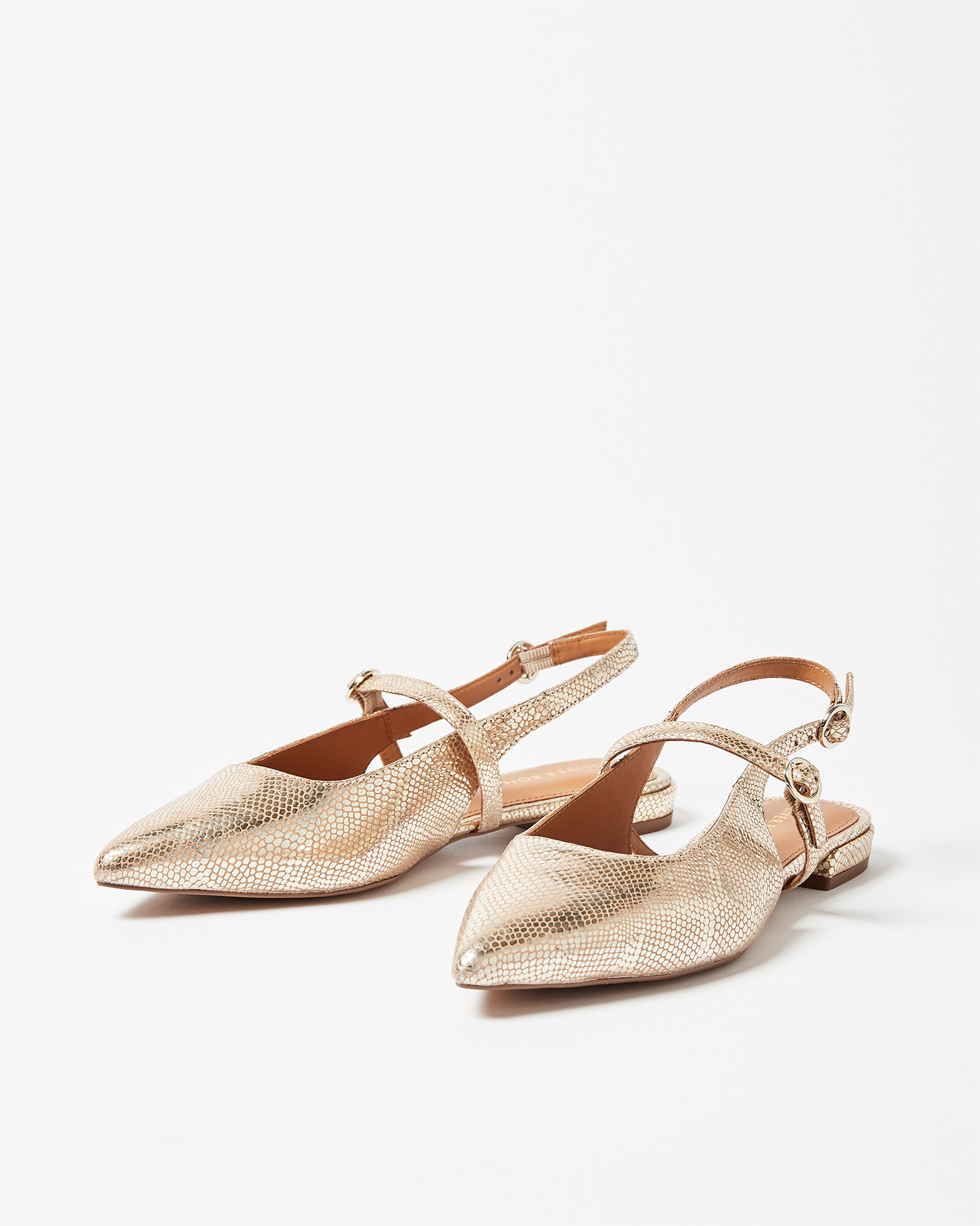 Mary Jane Gold Leather Slingbacks | Oliver Bonas