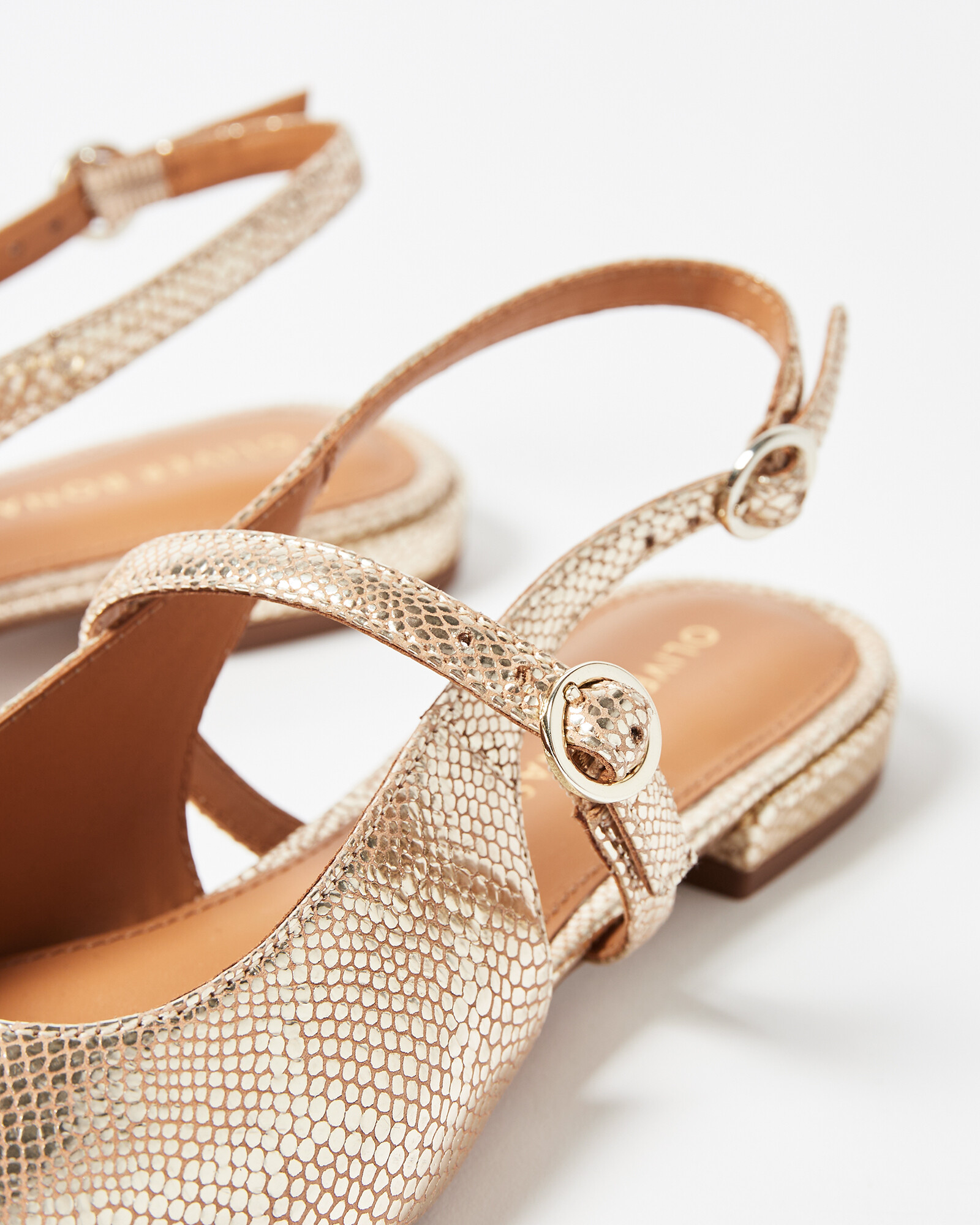 Mary Jane Gold Leather Slingbacks | Oliver Bonas