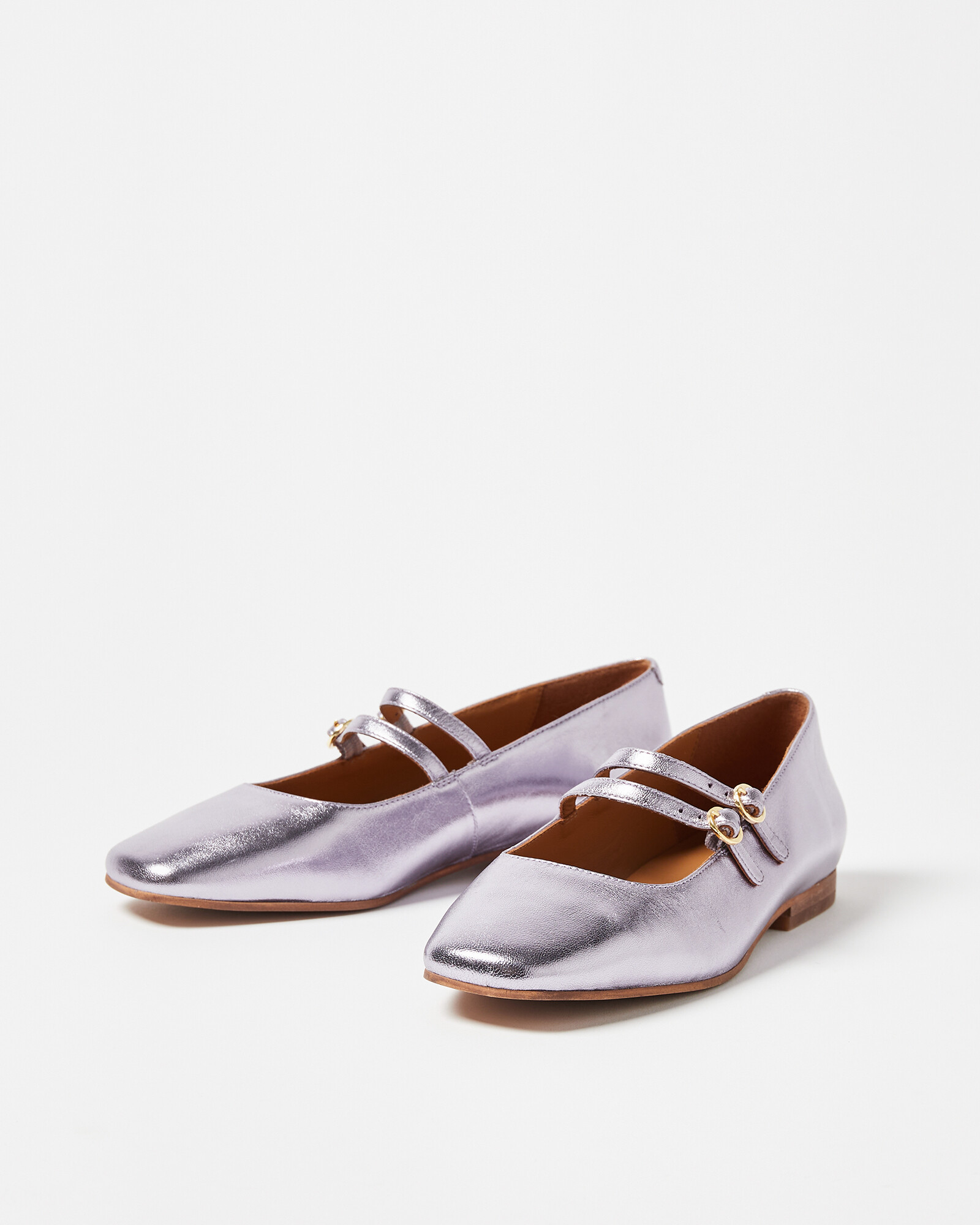 Mary Jane Double Buckle Lavender Metallic Shoes | Oliver Bonas