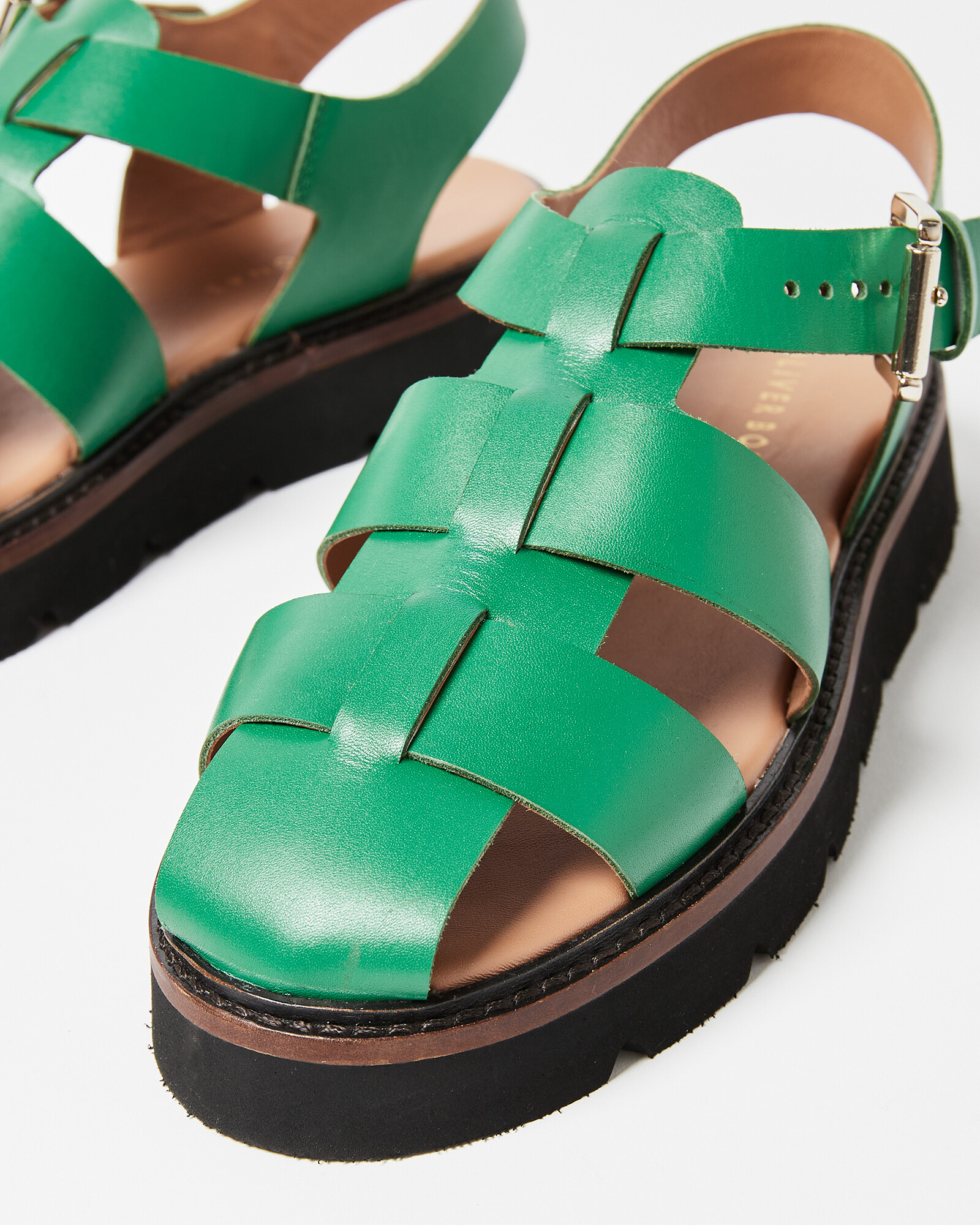 Fisherman Green Leather Sandals | Oliver Bonas