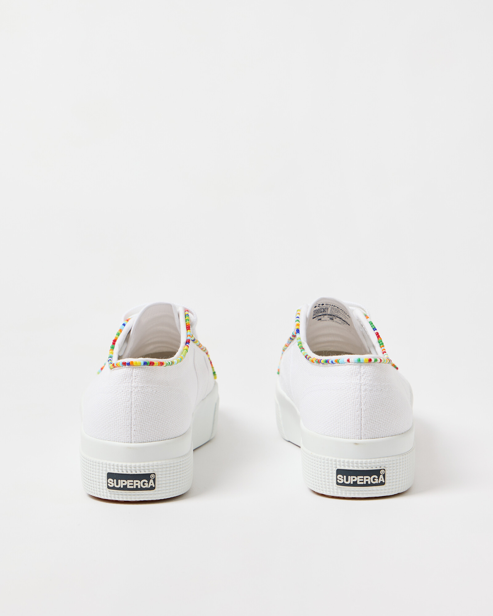 Superga Beaded White Flatform Trainers | Oliver Bonas