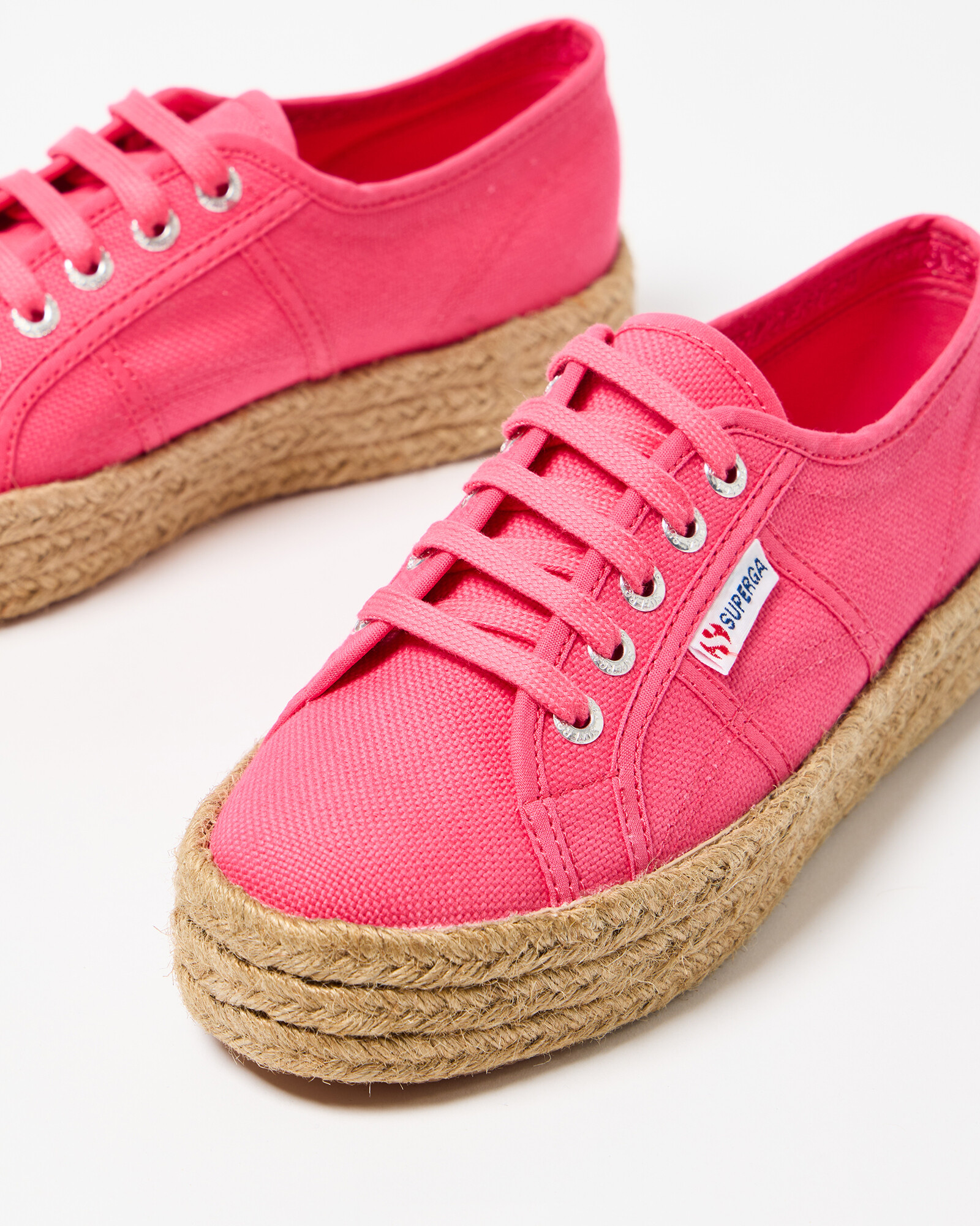Superga 2730 Fuchsia Pink Rope Flatform Trainers | Oliver Bonas